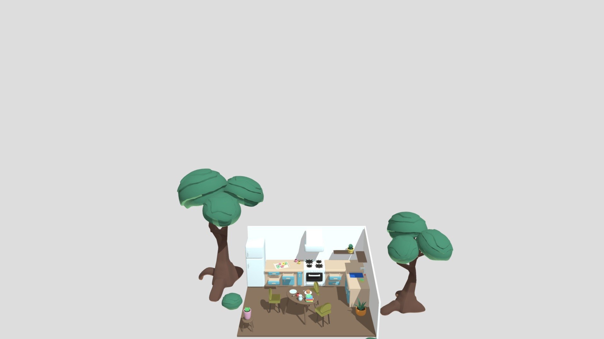 Kitchen low poly - 3D model by najamazur [c1c44c2] - Sketchfab