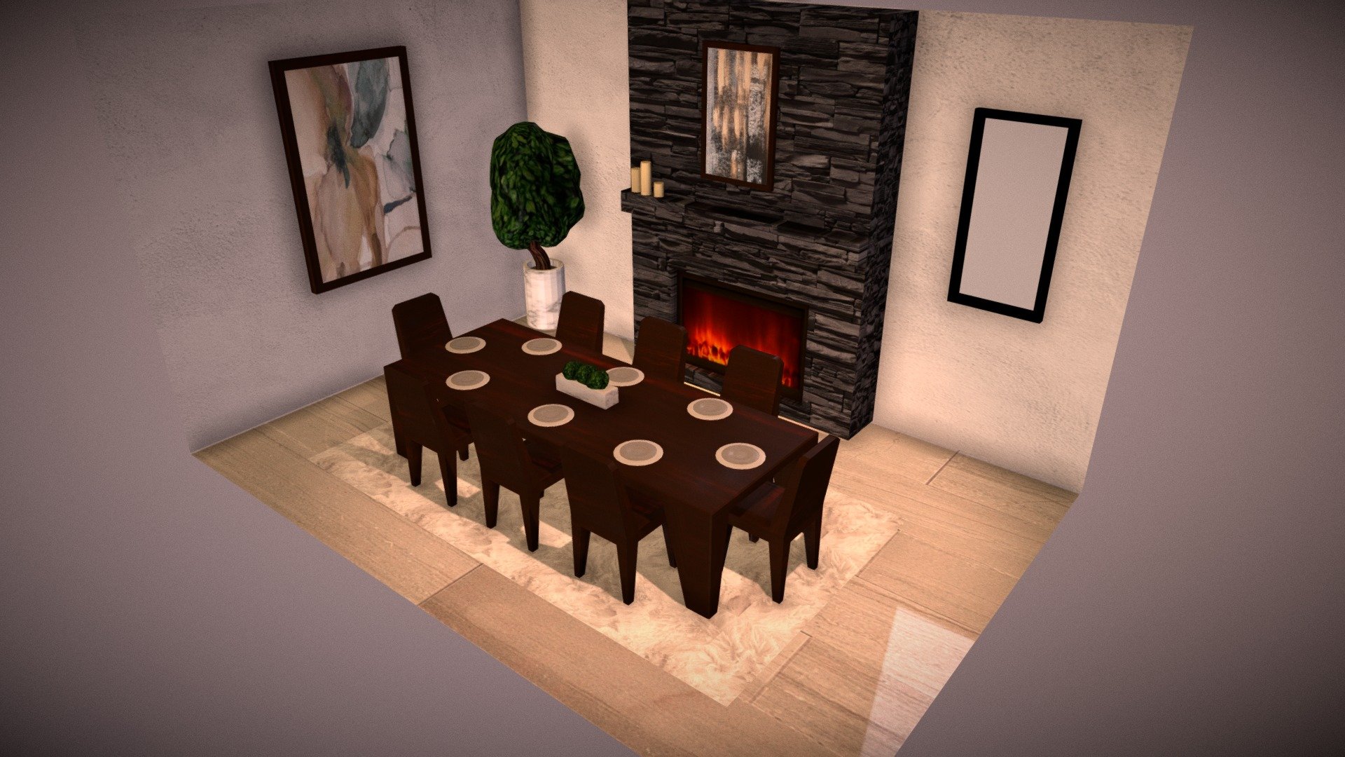 Dining Room Composition - 3D model by ibby__w [c1c5e57] - Sketchfab