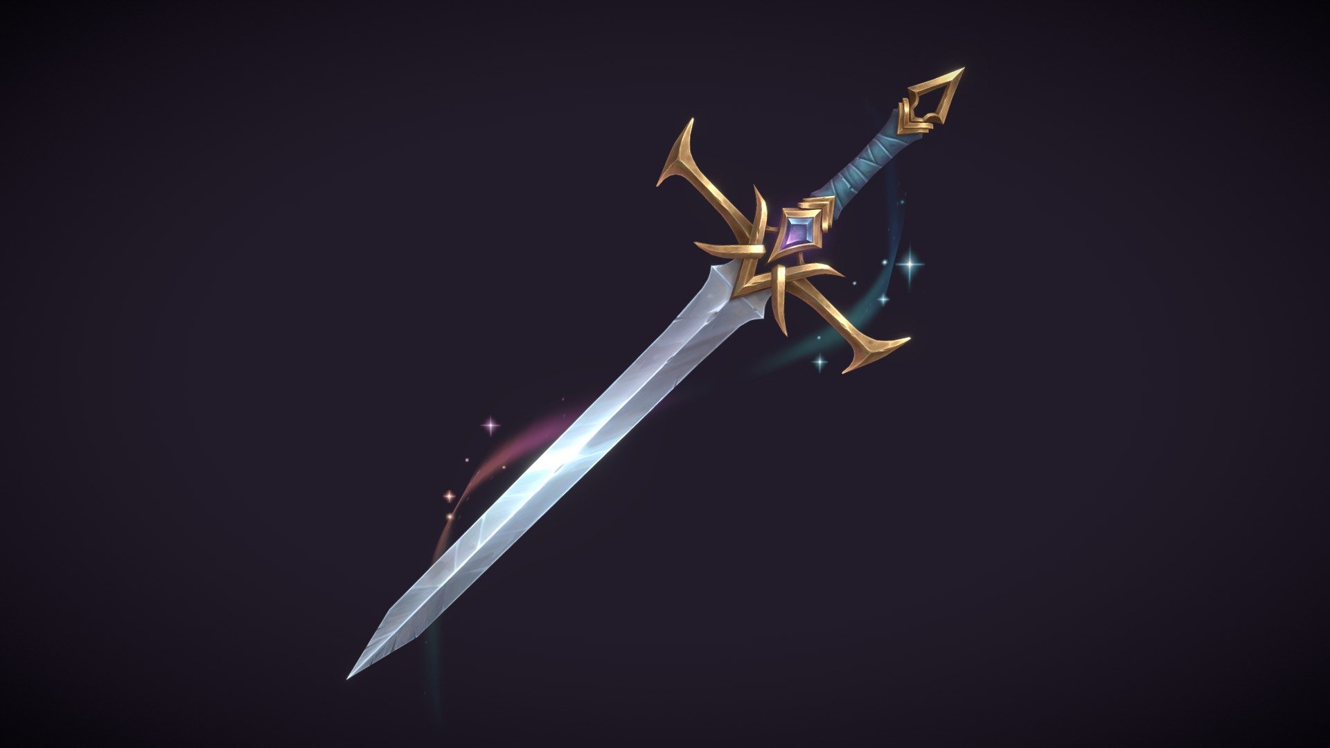 Winterchill Blade - (Lowpoly Handpainted Sword) - 3D model by Claire ...