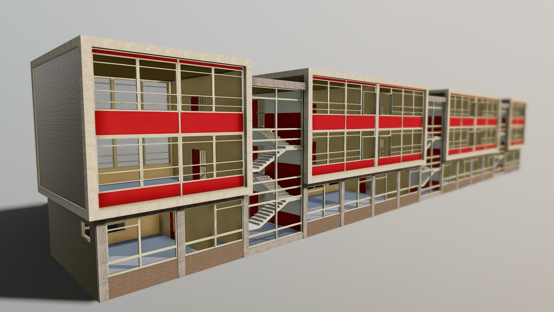 1950 School building Low Poly - 3D model by Geug [c1d05f8] - Sketchfab
