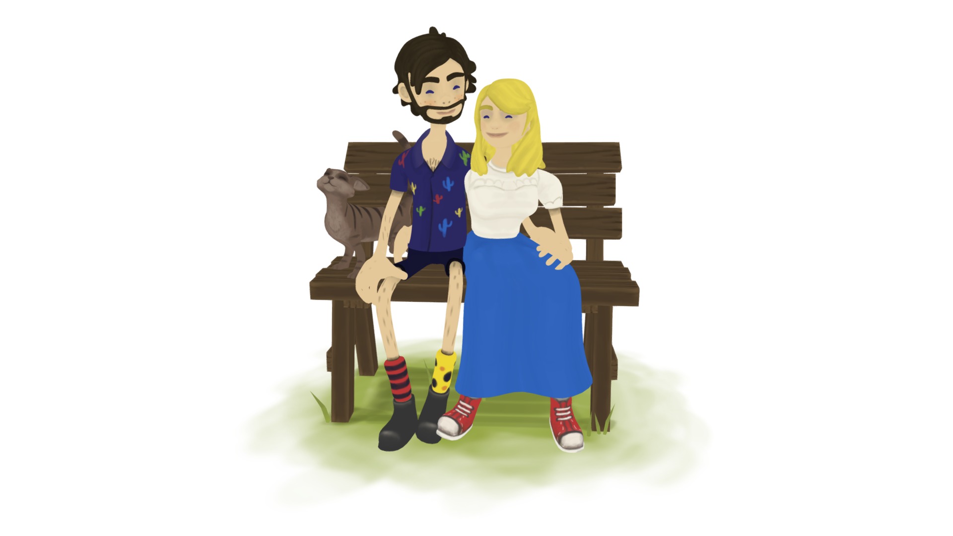 Couple on bench: Happy Birthday Card Model - 3D model by wallmasterr ...