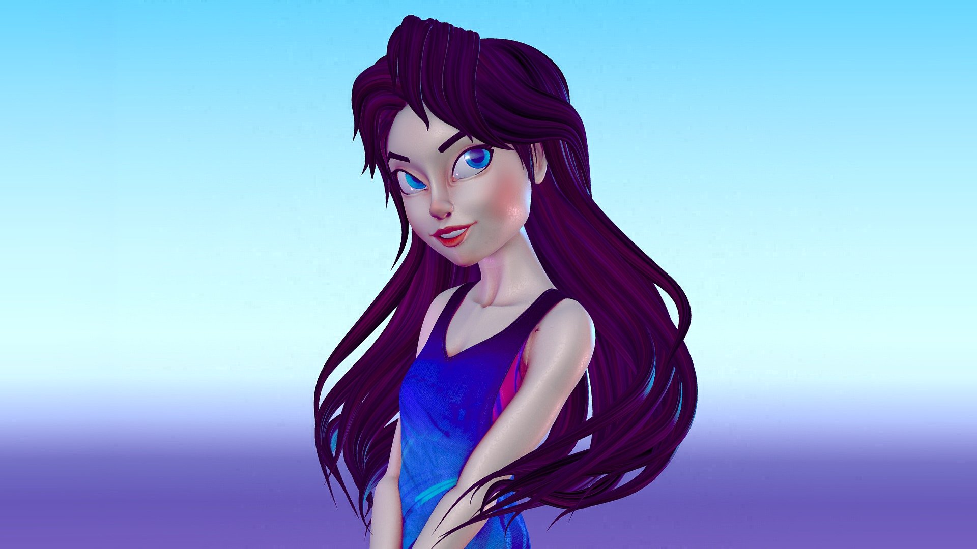 synthwave Girl - 3D model by Gabs.c4d [c1e4a0a] - Sketchfab