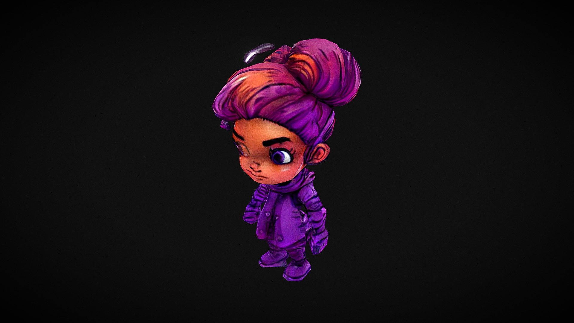 Vibrant Purple Magenta Cartoon Character Illustr - Download Free 3D ...