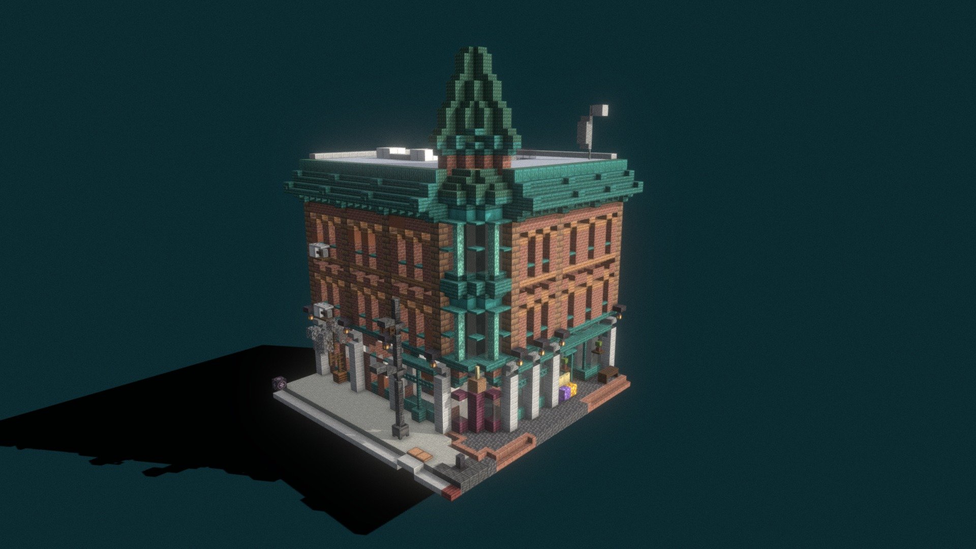 Old American style corner building - 3D model by SevenScroll5003 ...