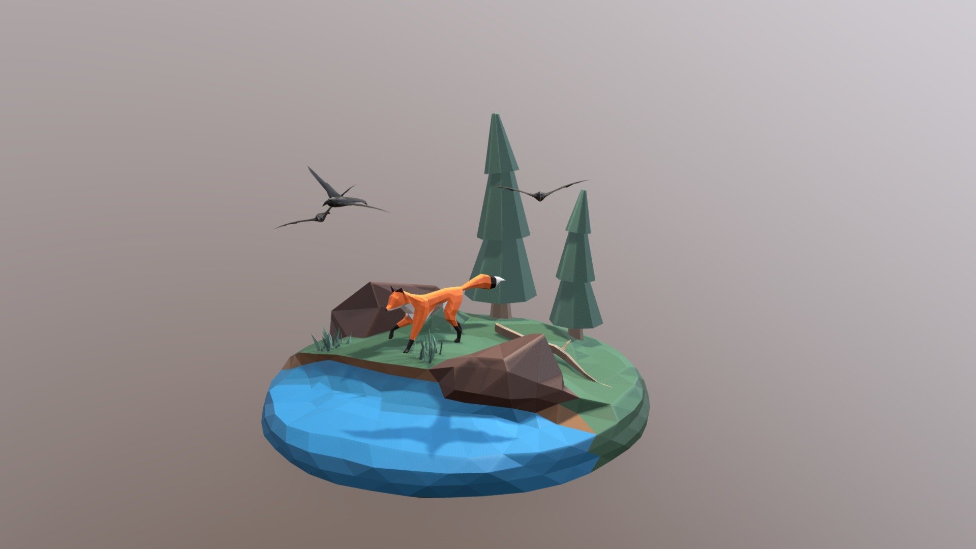 Low-Poly Fox in Forest - Download Free 3D model by overarch [c209e58 ...