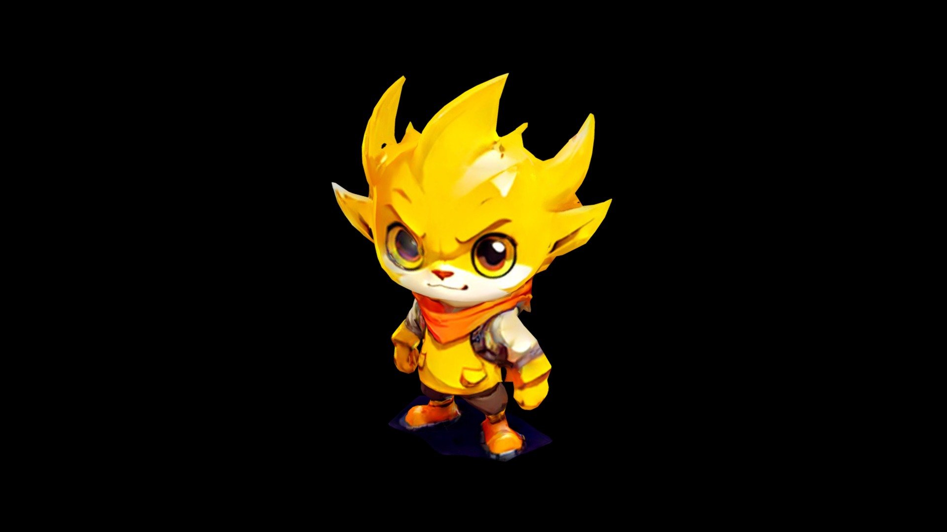 A chibi style character with yellow spiky hair, - Download Free 3D ...