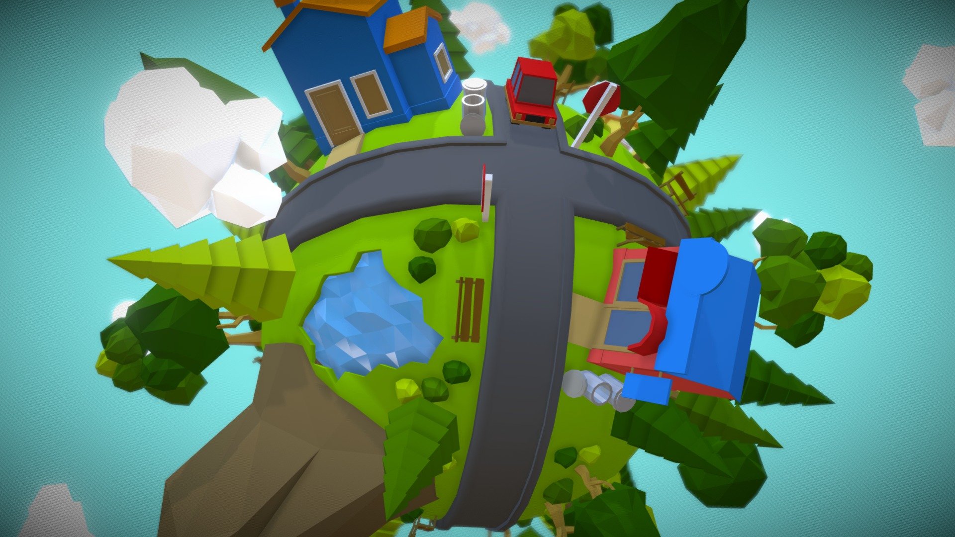 LowPoly tiny planet - 3D model by ealo [c21b0ef] - Sketchfab