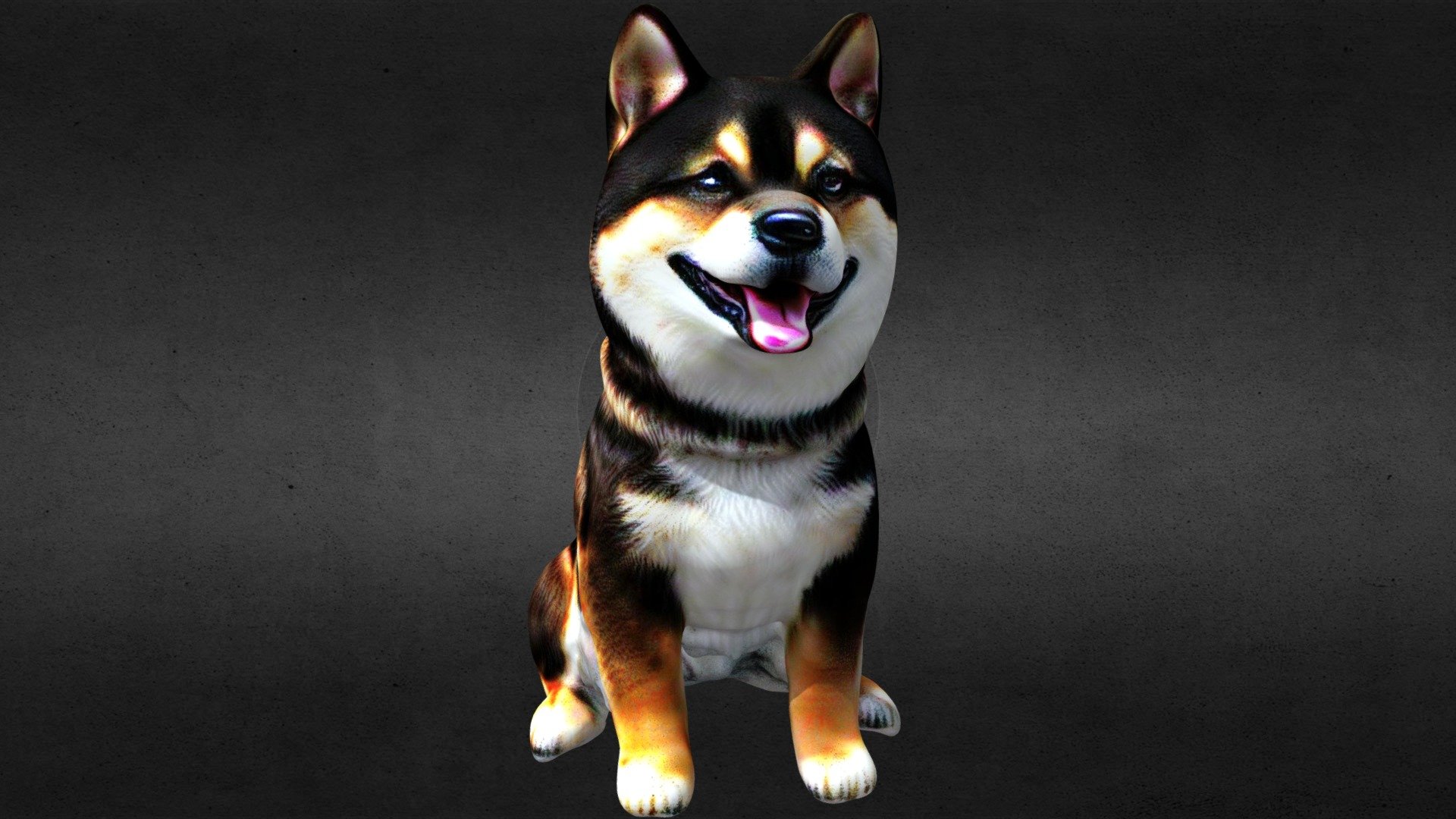 Sitting Black Brown Shiba Inu - Buy Royalty Free 3D model by GAM3D ...