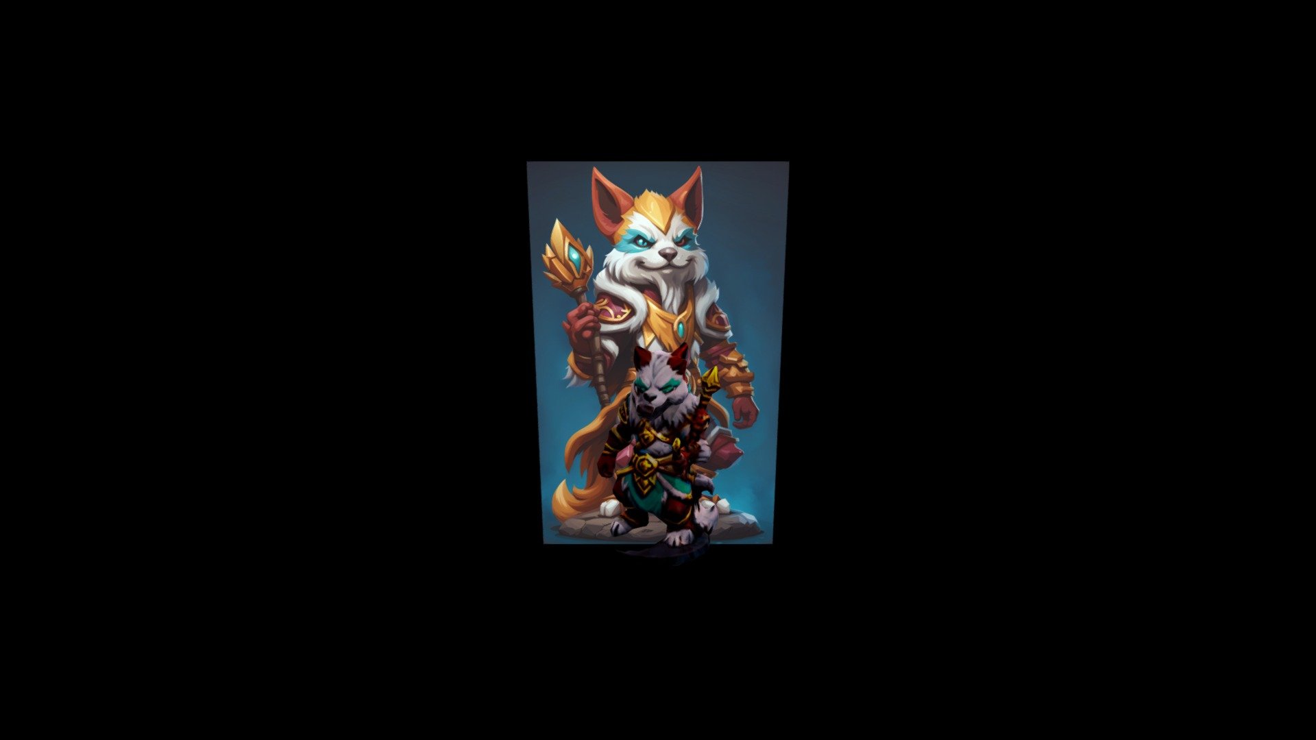 a cartoon image of a cat with a golden armor an - Download Free 3D ...