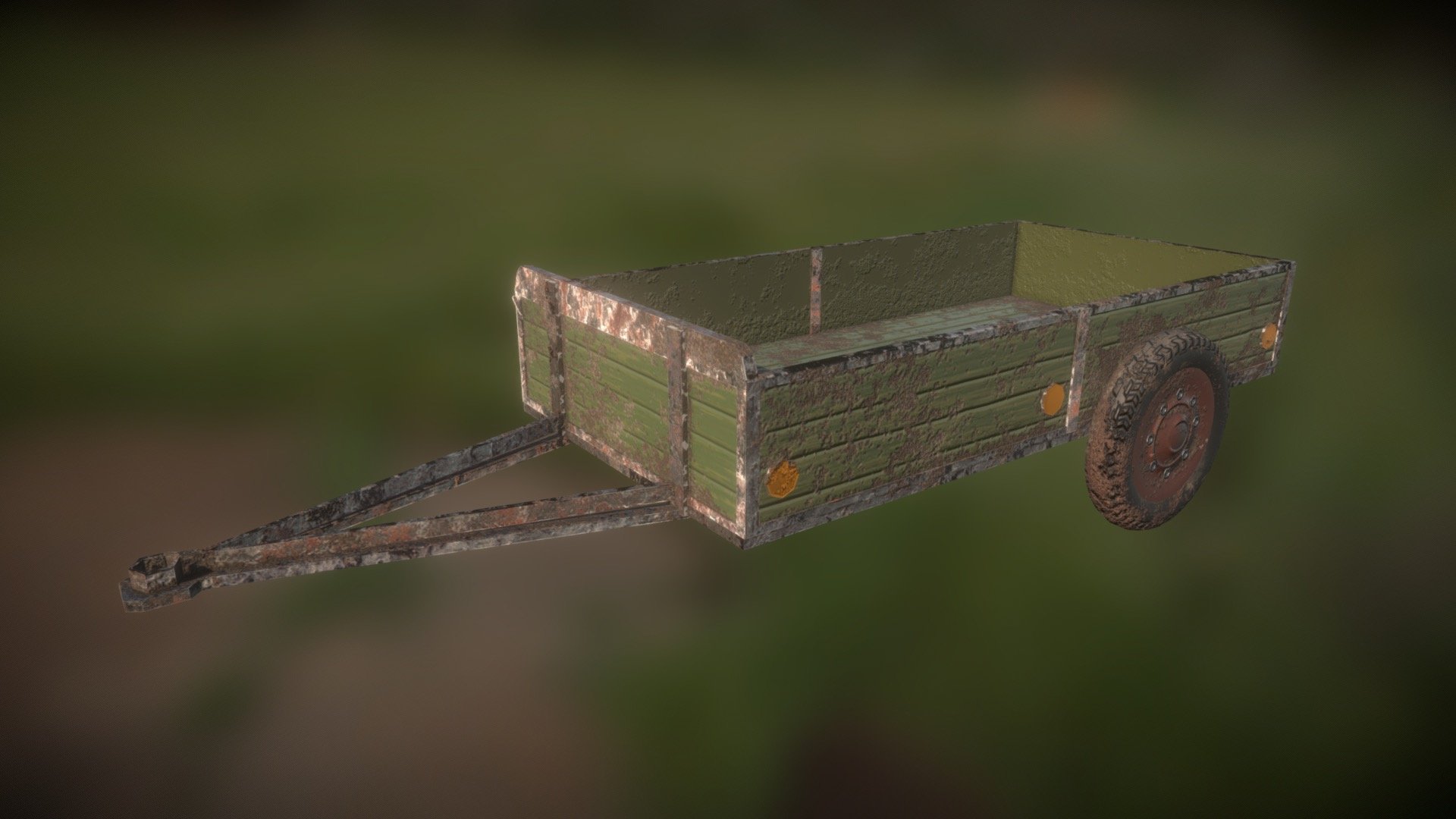 Old Tractor Dirty Trailer Low Poly PBR - Buy Royalty Free 3D model by ...