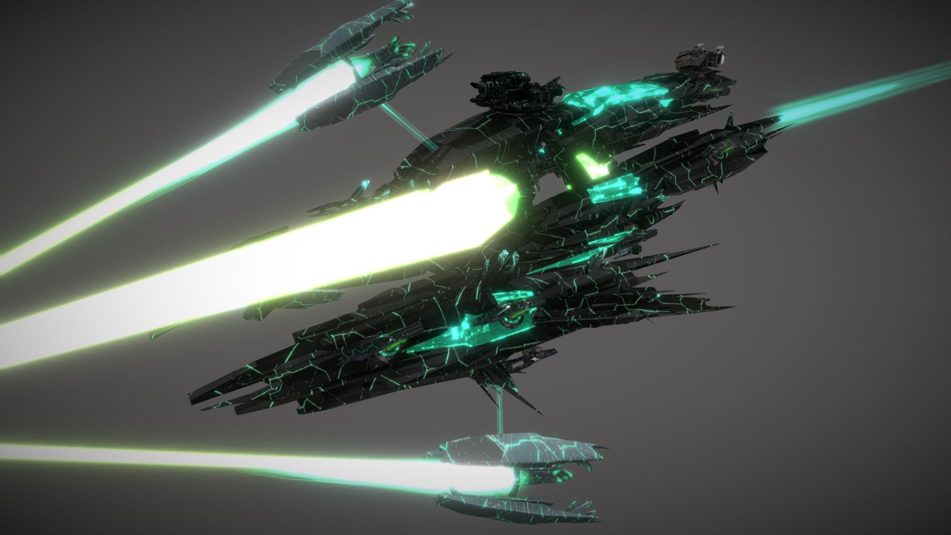 Alien destroyer (spaceship) - 3D model by Gnomik (@user_linux_gnome ...