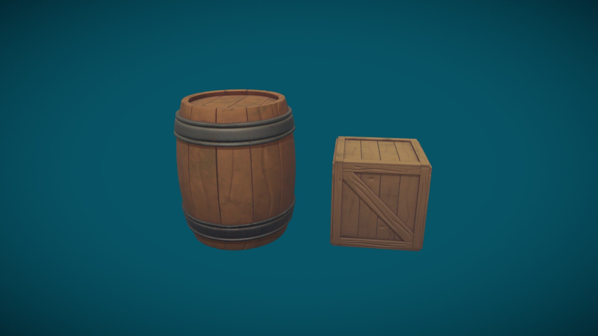 Barrel and wood box - Download Free 3D model by FlockyGame [c281d96 ...