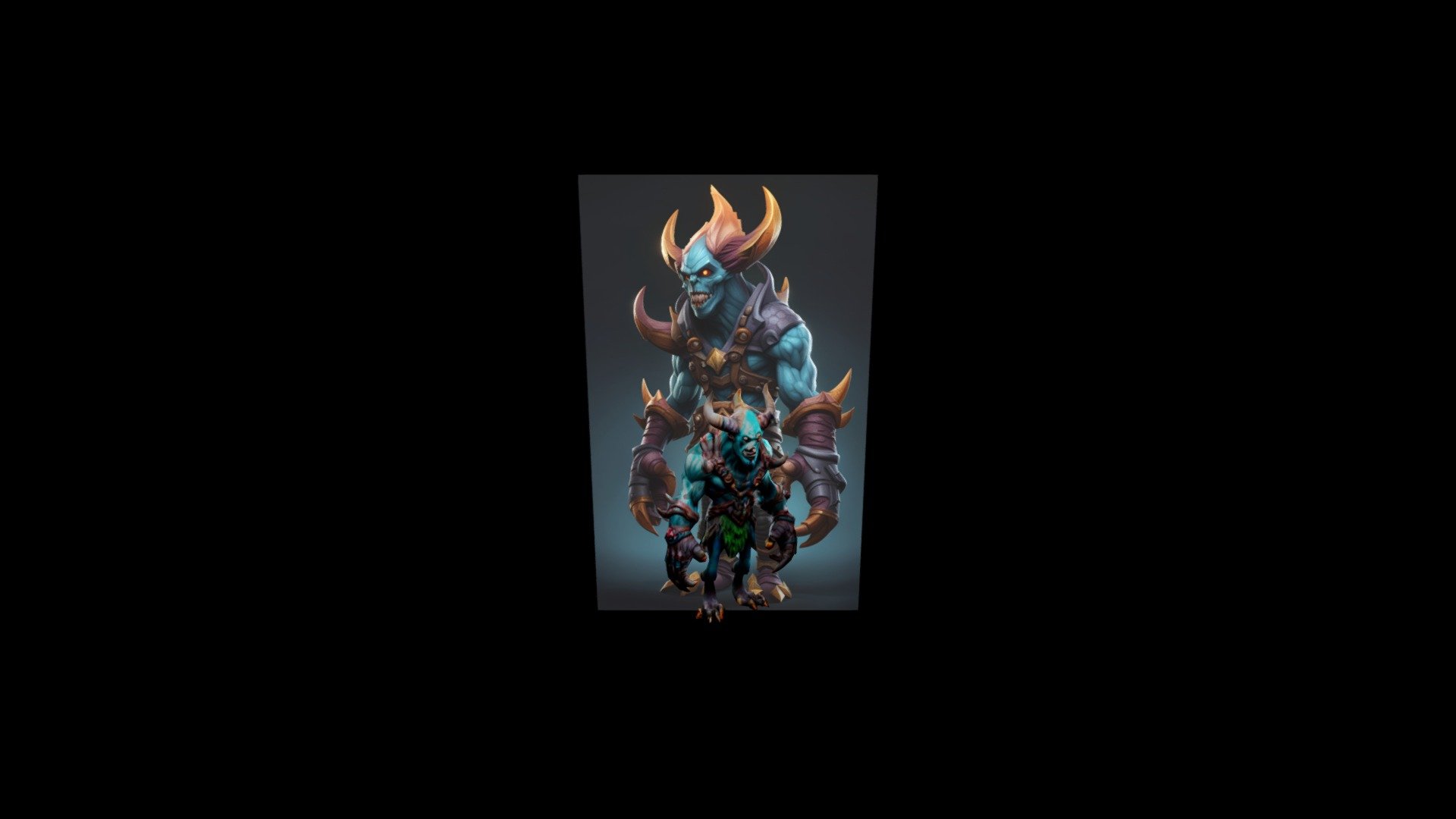"Blue Horned Demon Character Illustration" A - Download Free 3D model ...