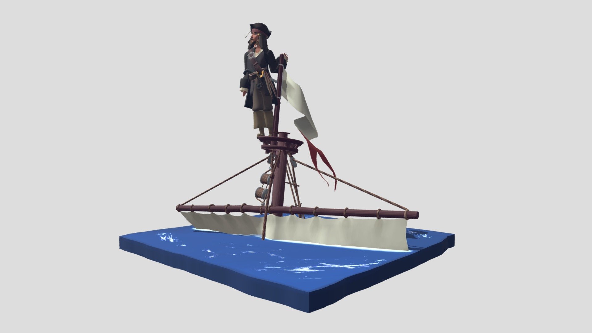 Jack Sparrow on sinking ship. - 3D model by damarisv [c287f32] - Sketchfab