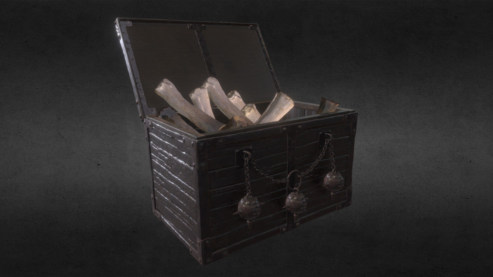 Antique chest with scrolls - Download Free 3D model by André Murrugarra ...