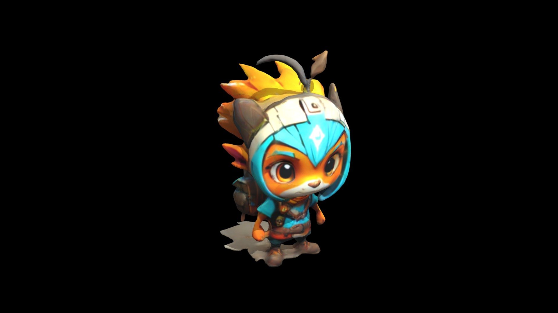 a cartoon character with a blue helmet and a - Download Free 3D model ...