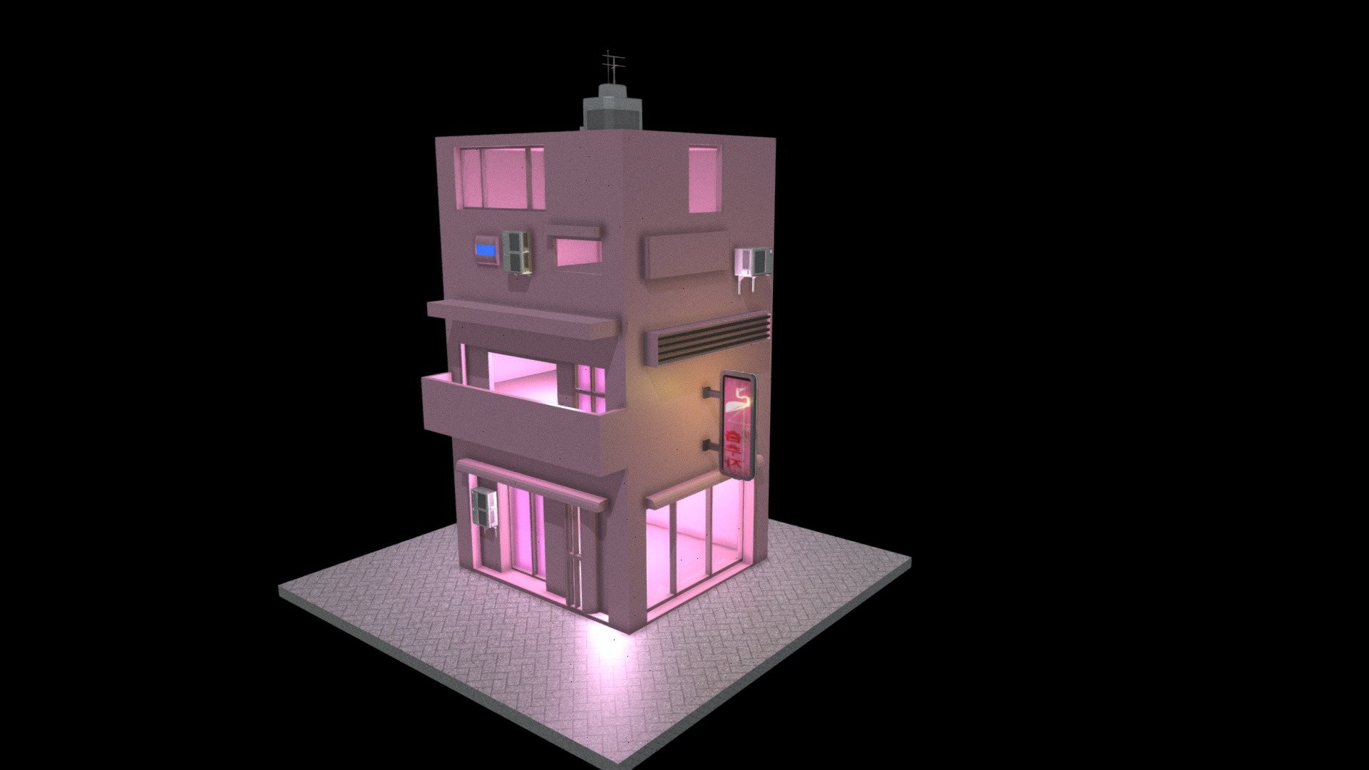 retro building - Download Free 3D model by gatgat [c2cee36] - Sketchfab