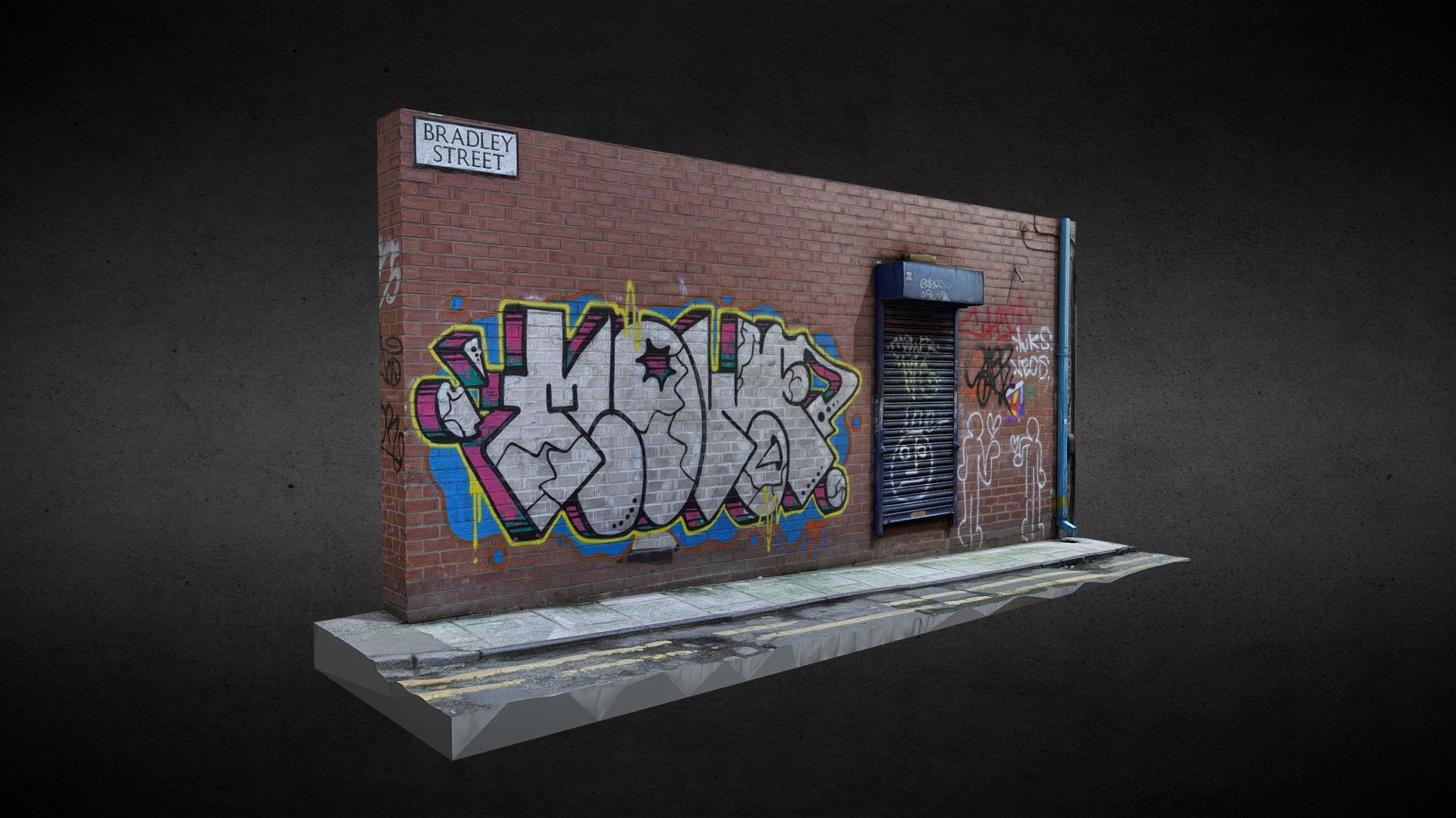 Manchester Graffiti Wall 3 - Download Free 3D model by Christians - The ...