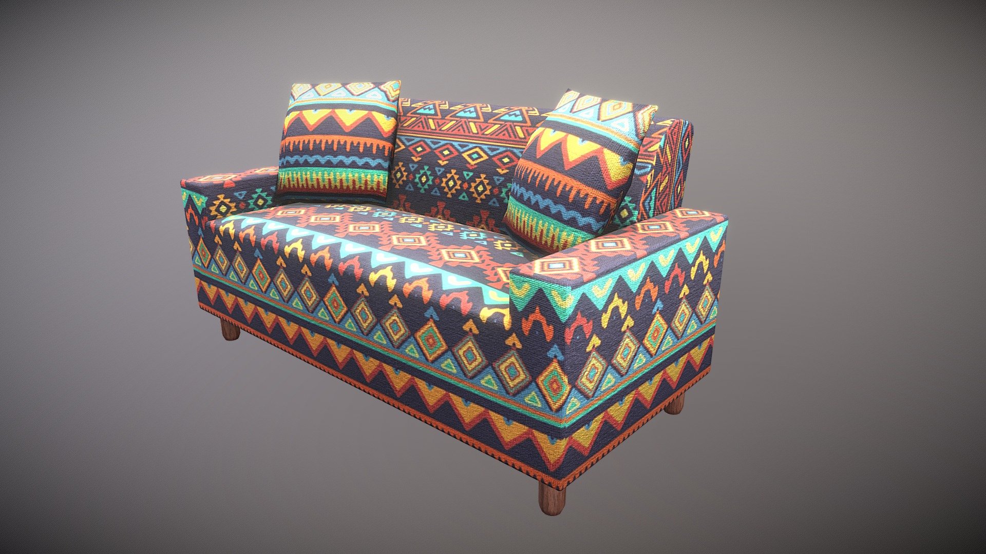 Lowpoly Realistic Bohemian Sofa 3 - Buy Royalty Free 3D model by ...