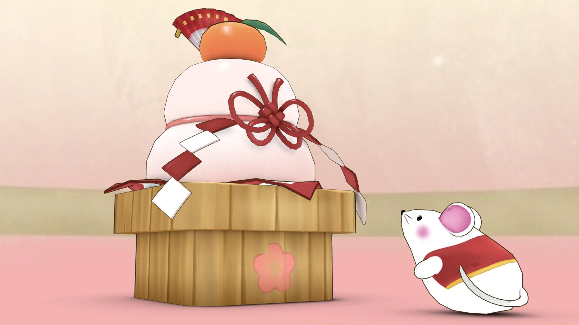 New Years Mochi - 3D model by natapon [c2eba74] - Sketchfab