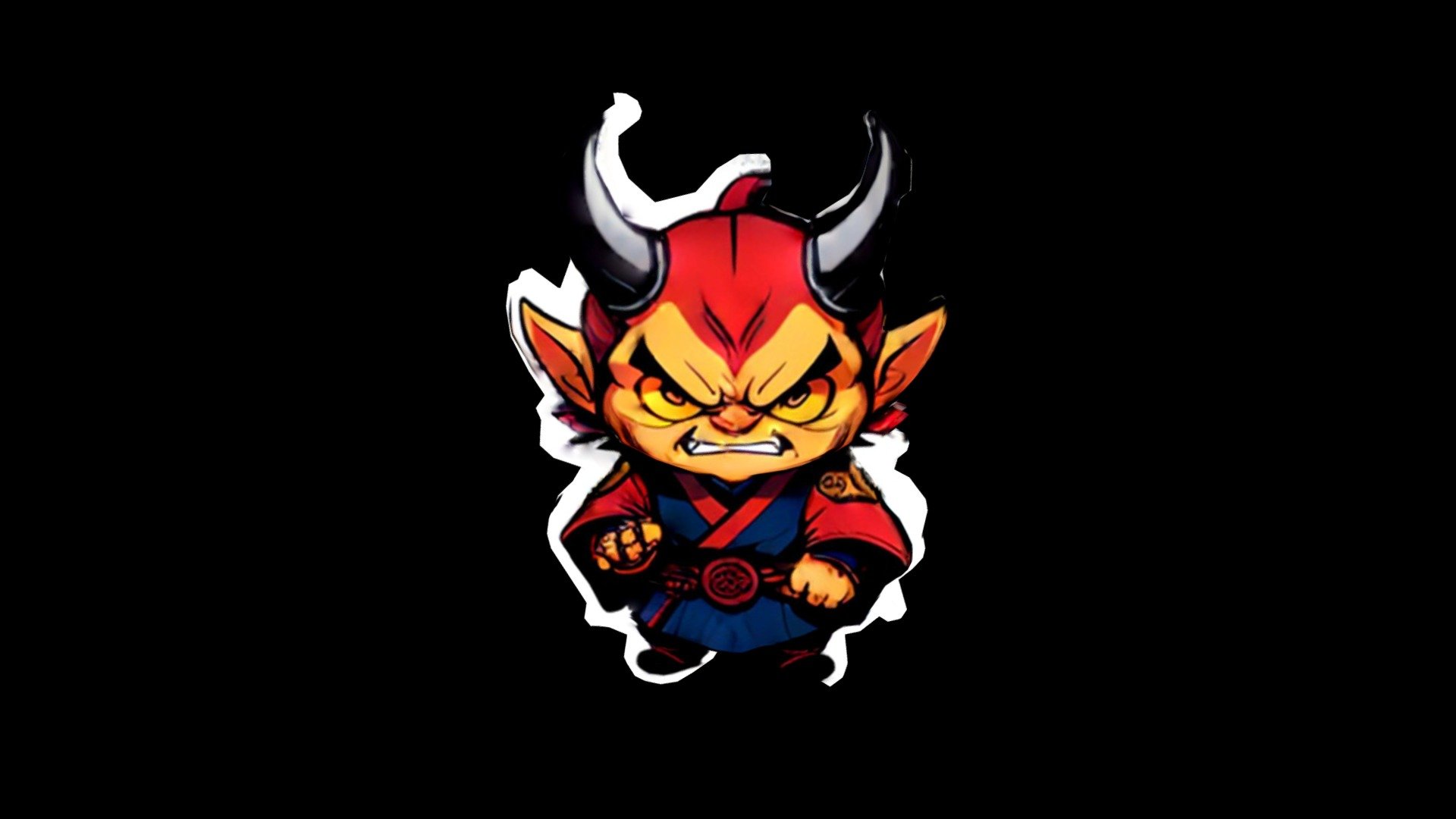 "Angry red caped sticker figure with horns and b - Download Free 3D ...