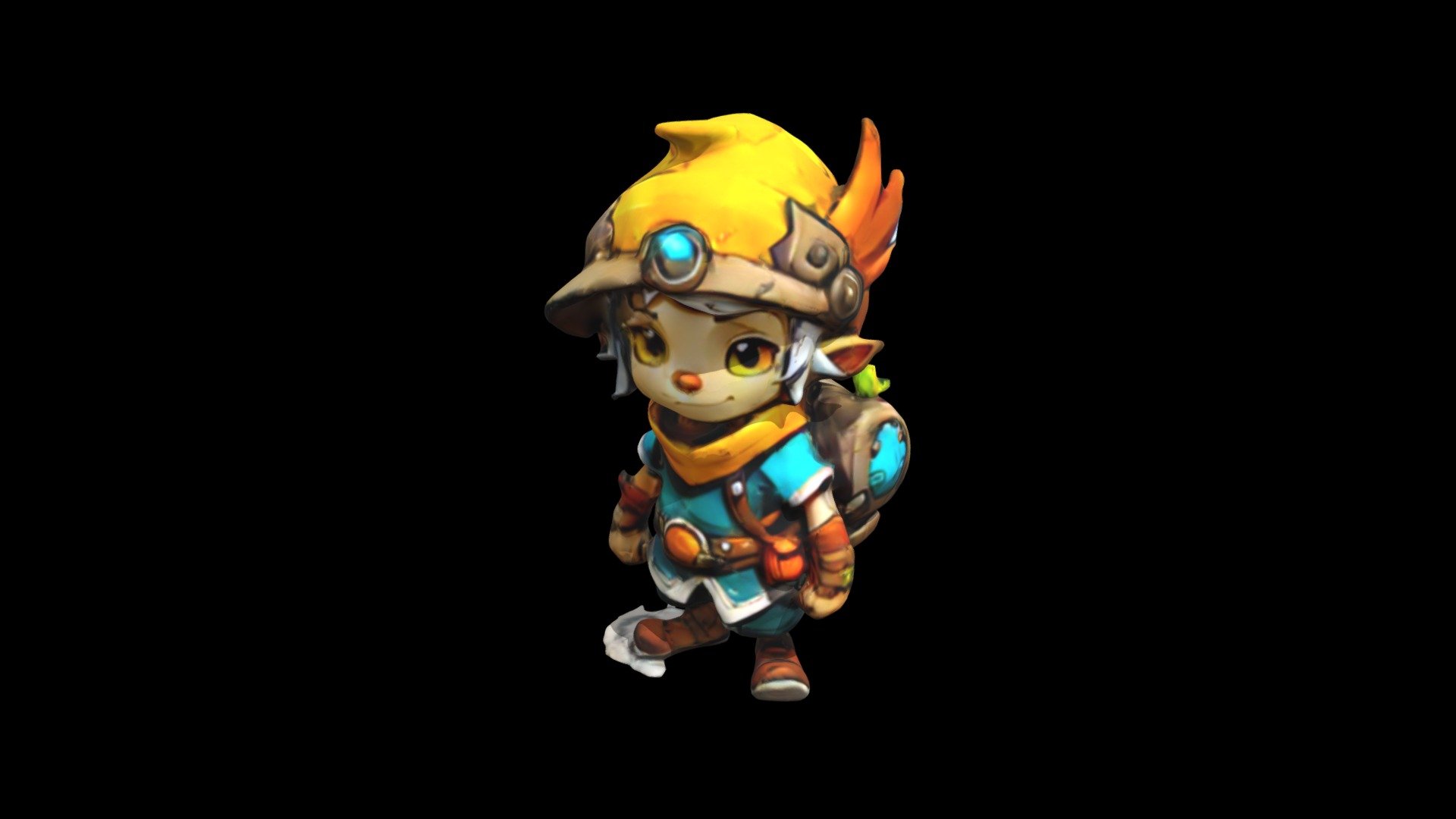 An adorable cartoon character with yellow goggle - Download Free 3D ...