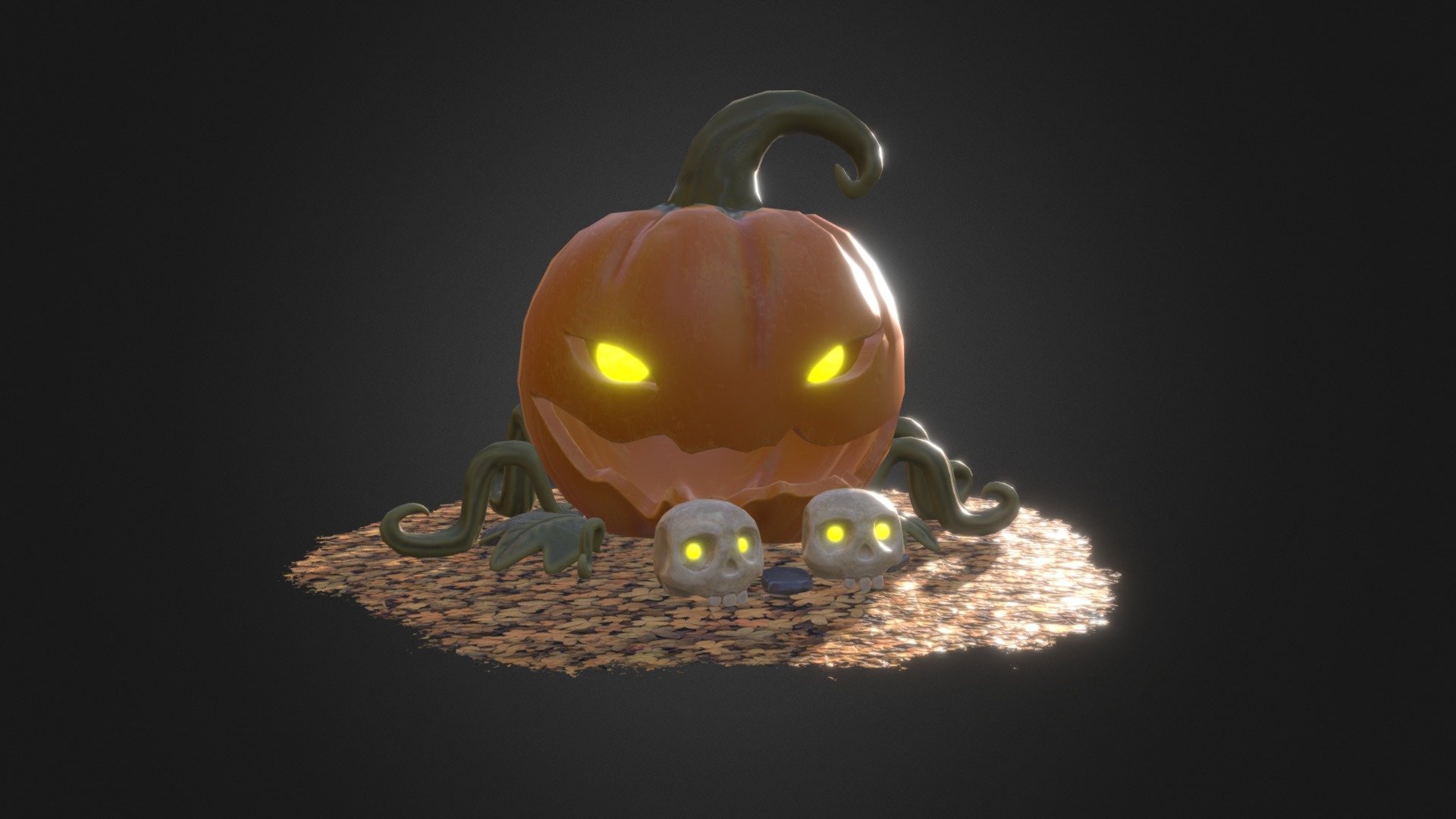 game-ready pumpkin with skulls - 3D model by finskyes [c3122dc] - Sketchfab