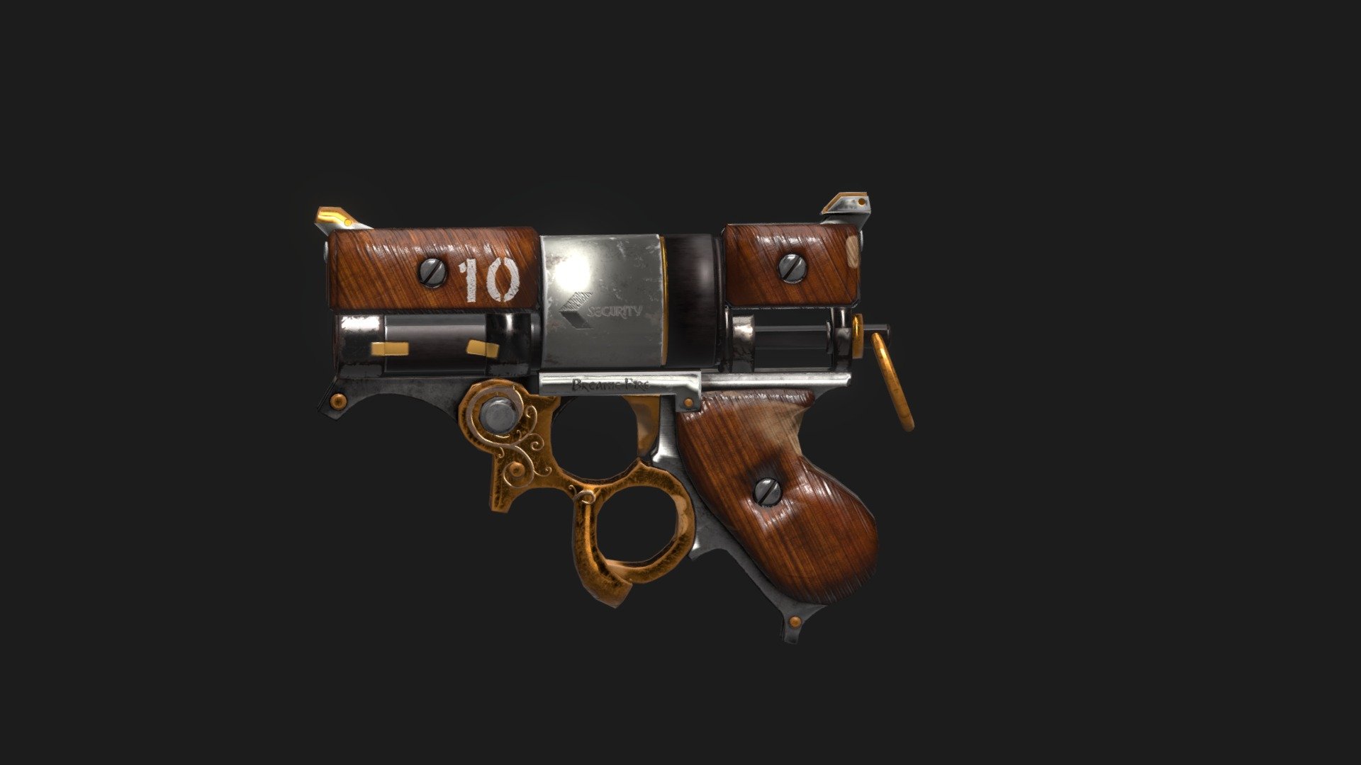 Steampunk Revolver gun - 3D model by minhaeshin [c31b764] - Sketchfab