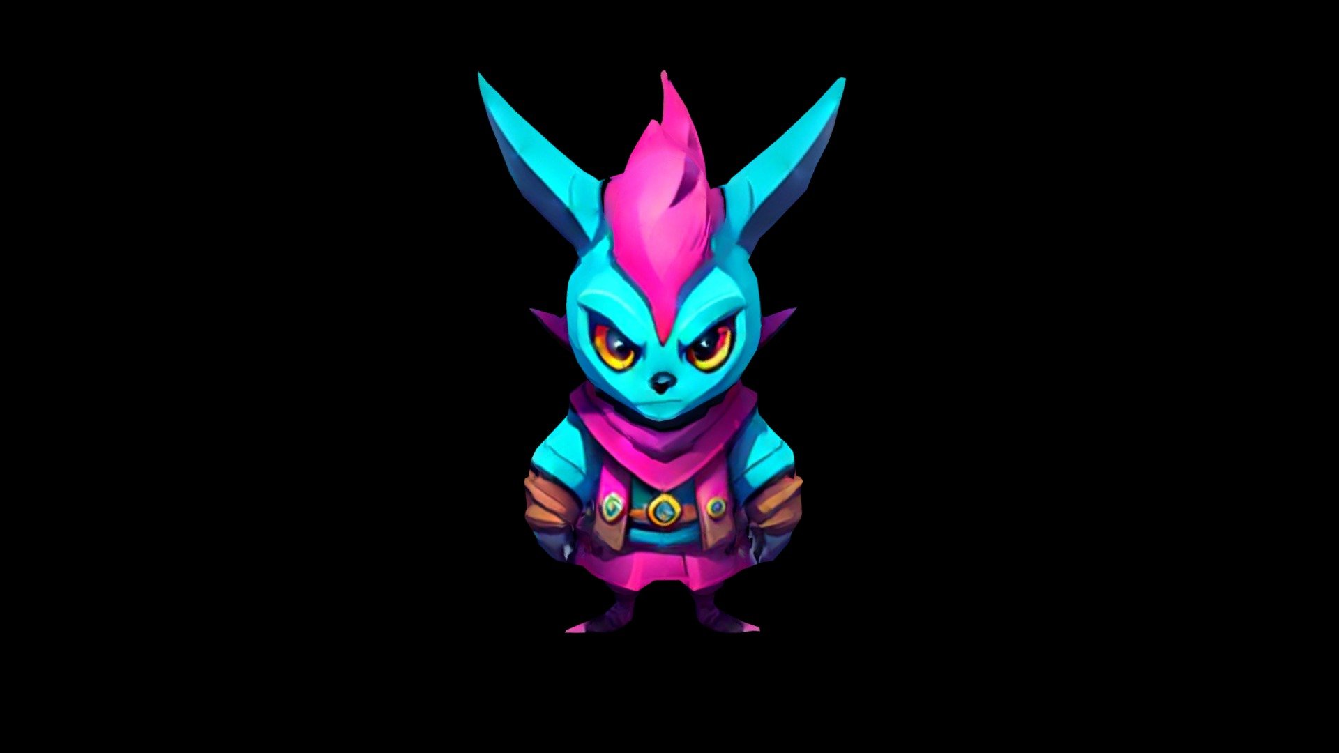 A cartoon-style character illustration of a blue - Download Free 3D ...