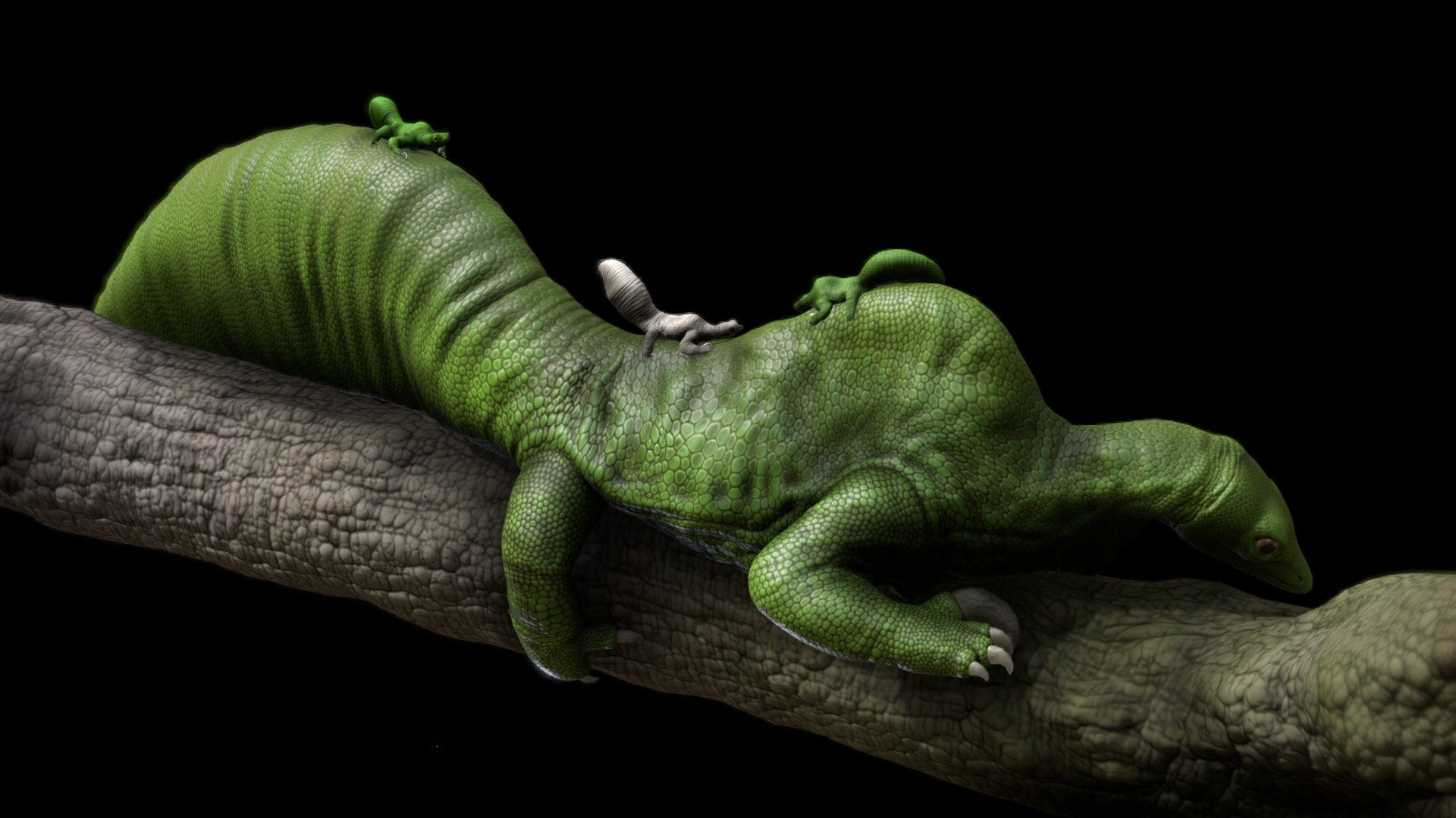 Drepanosaurus and it´s babies - 3D model by RickStikkelorum ...