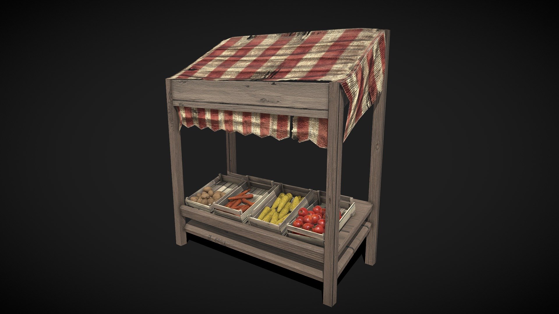 Medieval Market / Vegetable Market Stall Tent - Buy Royalty Free 3D ...