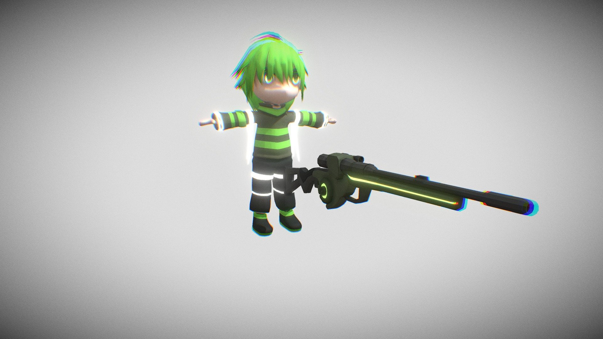 Chibi Anmie Boy with Futuristic Sniper 3D Model - 3D model by Moon Moon ...