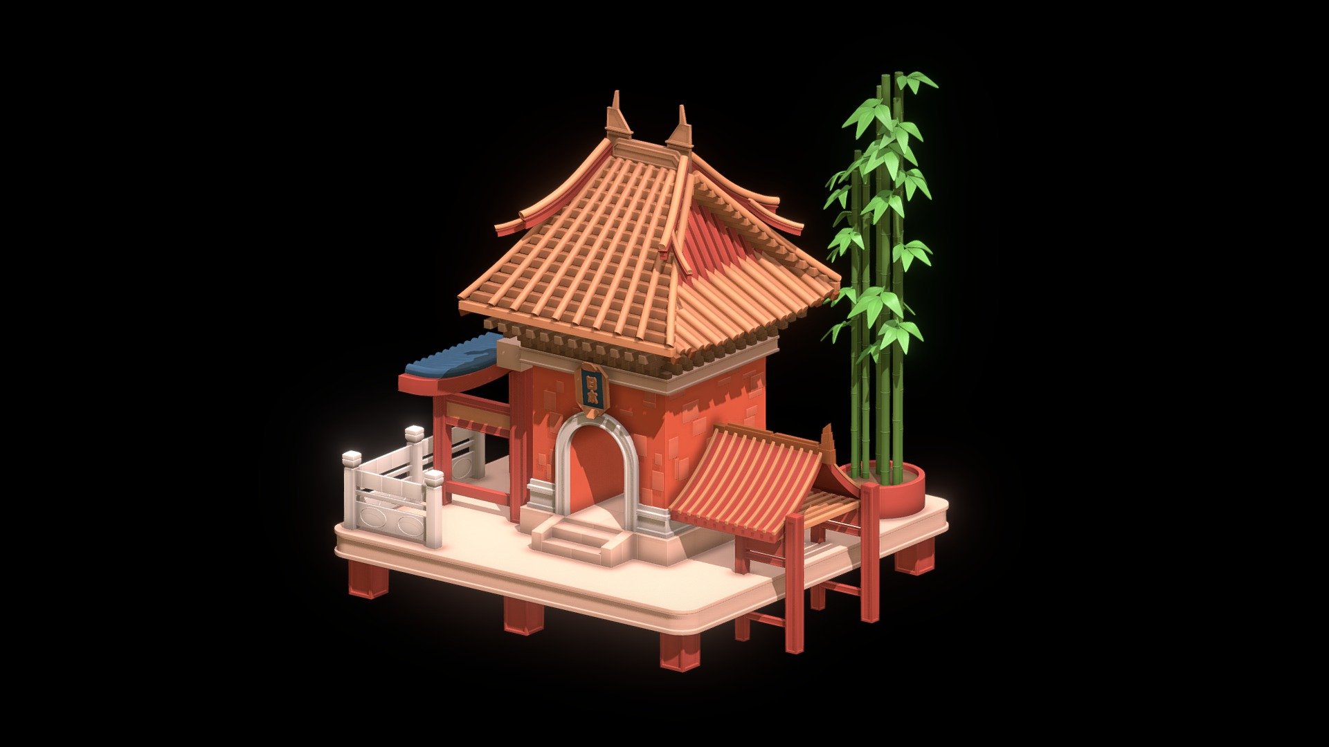 Japanese Temple Isometric - Download Free 3D model by Nichotine ...