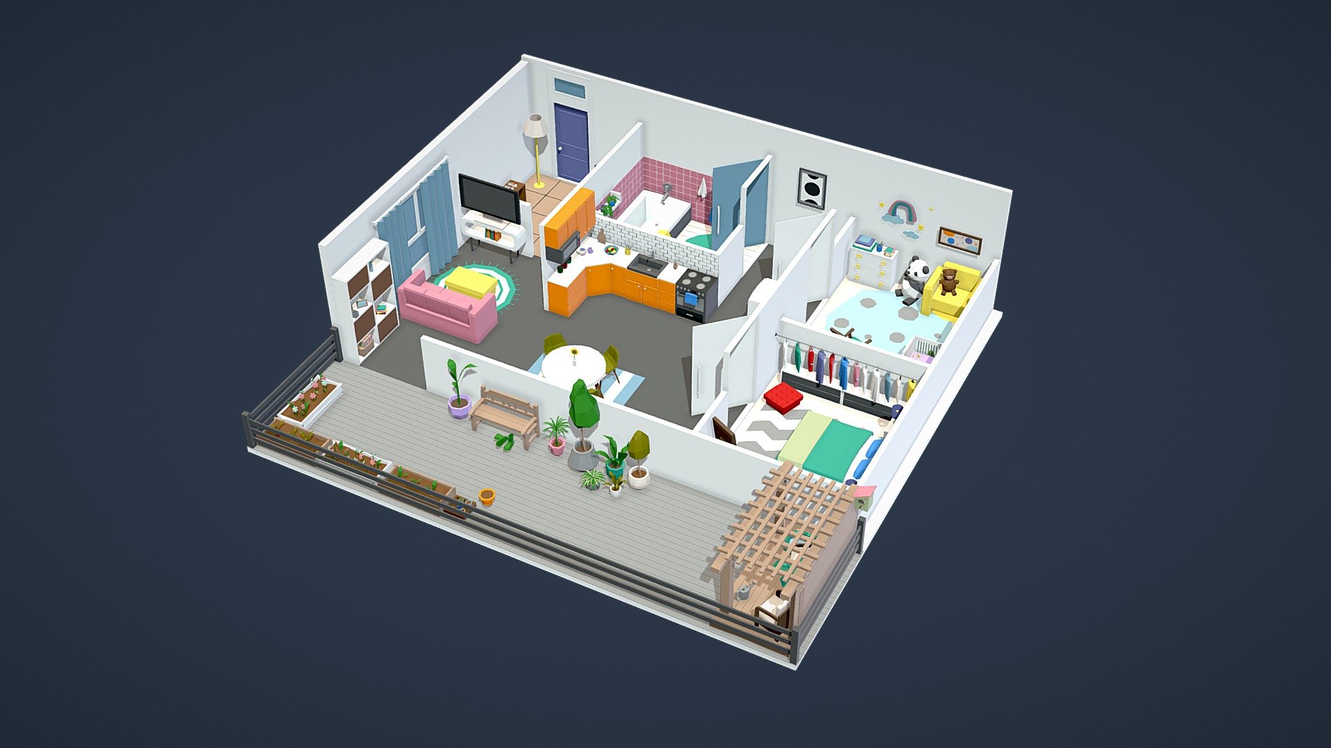 Low Poly Apartment n10 - 3D model by Mnostva [c36b157] - Sketchfab
