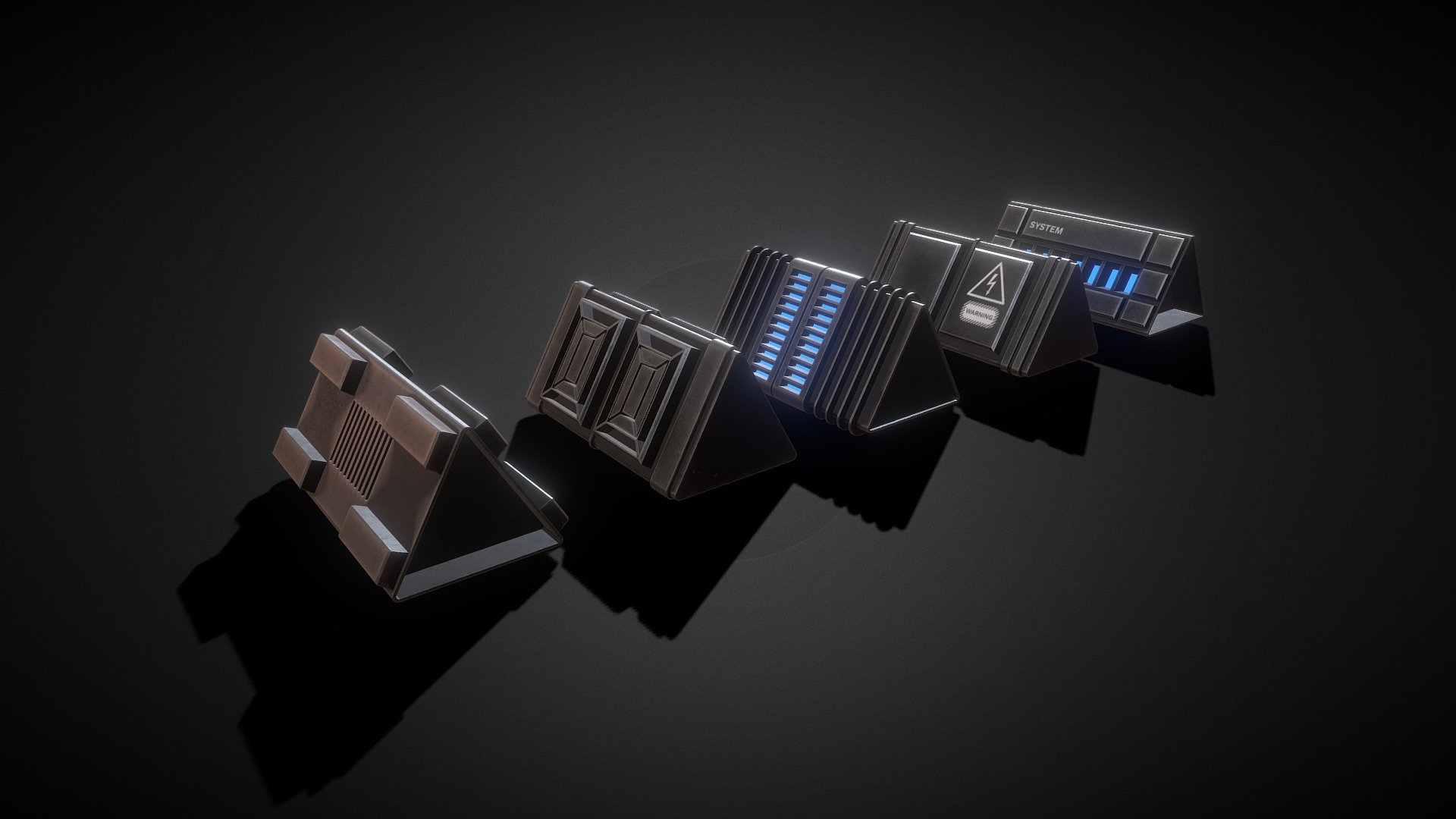 Sci- Fi Triangle Box Metal (Part Four) - Buy Royalty Free 3D model by ...