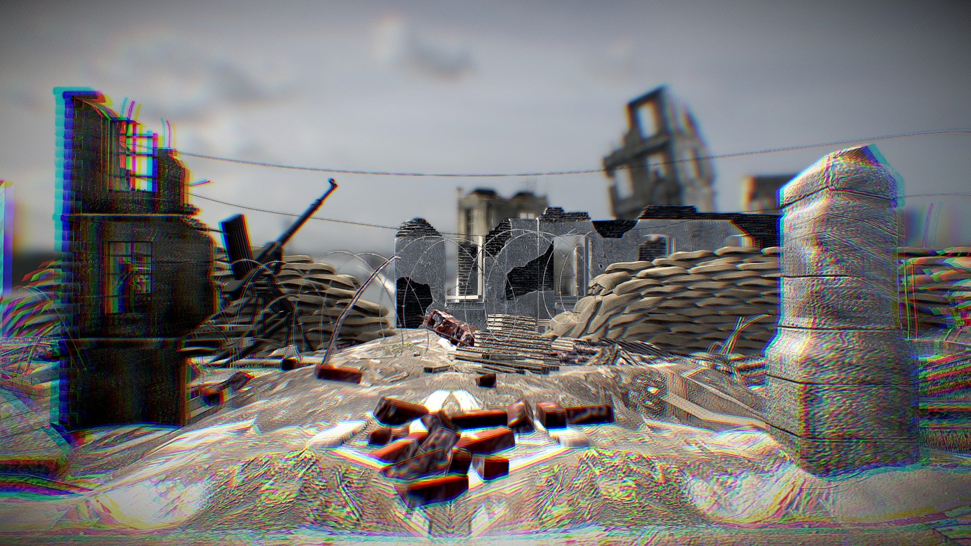 Ruins battlefield seaside scene sea stronghold - Buy Royalty Free 3D ...