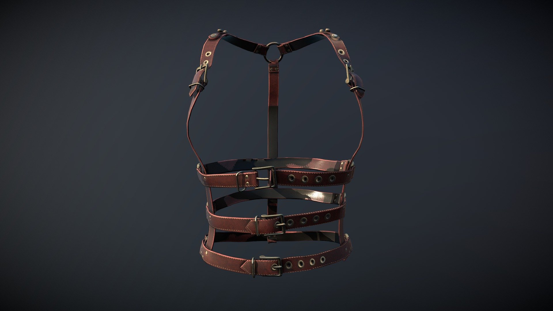 Brown Leather Straps Harness - Buy Royalty Free 3D model by 3dia ...