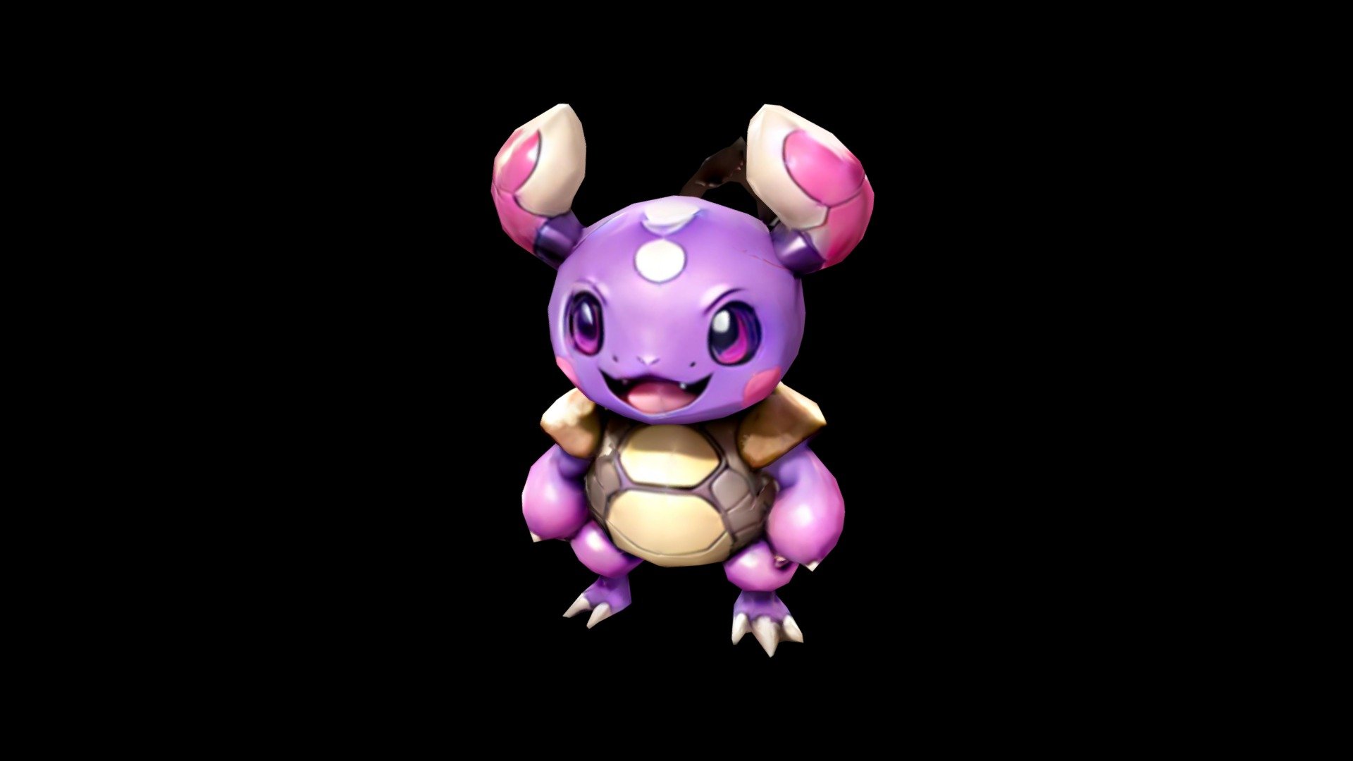 Cute purple turtling Pokemon with metal attachme - Download Free 3D ...
