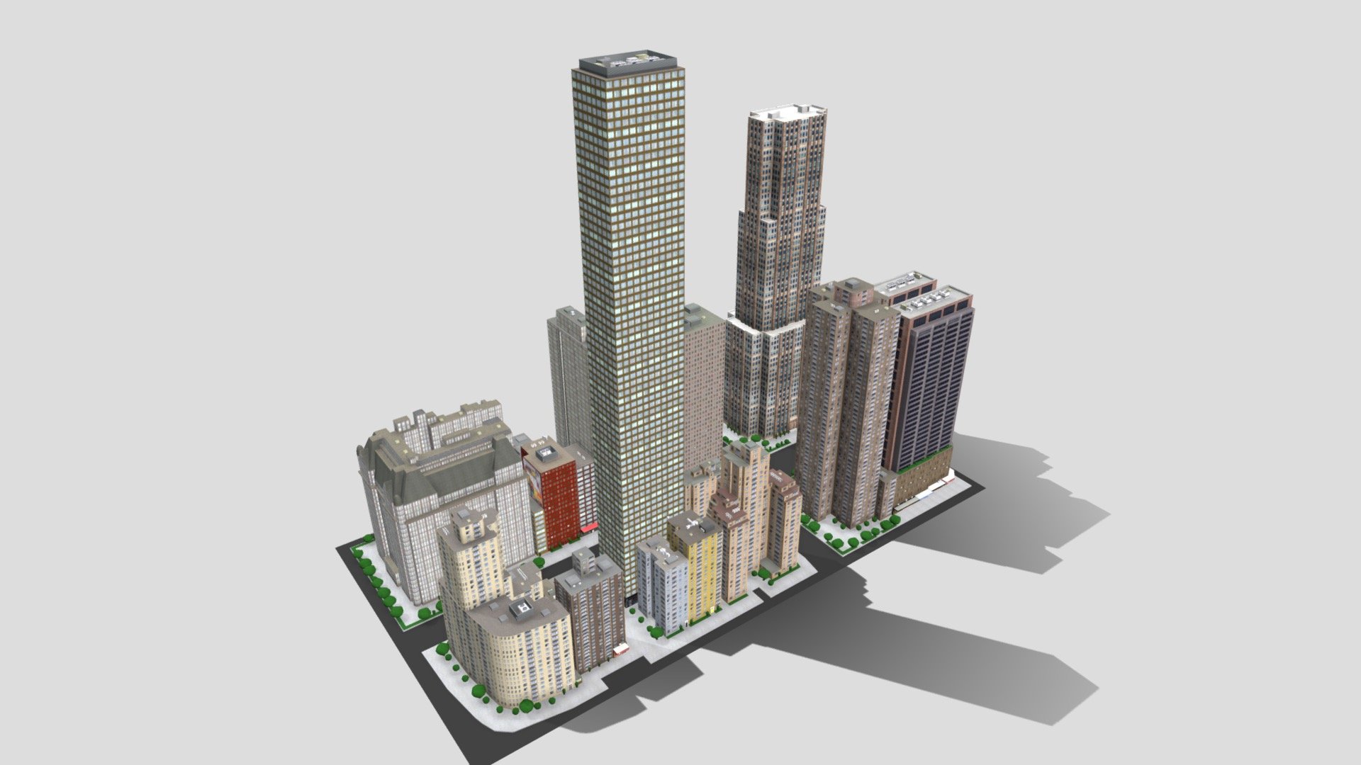City Buildings Skyscraper New York Low-poly - Buy Royalty Free 3D model ...
