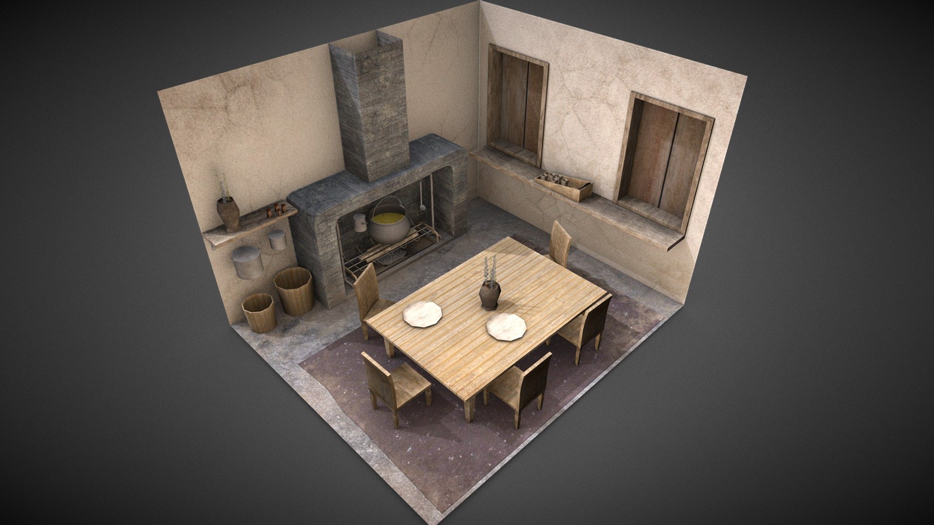 Classwork_Medieval Kitchen (10k tri limit) - 3D model by Changgao Feng ...