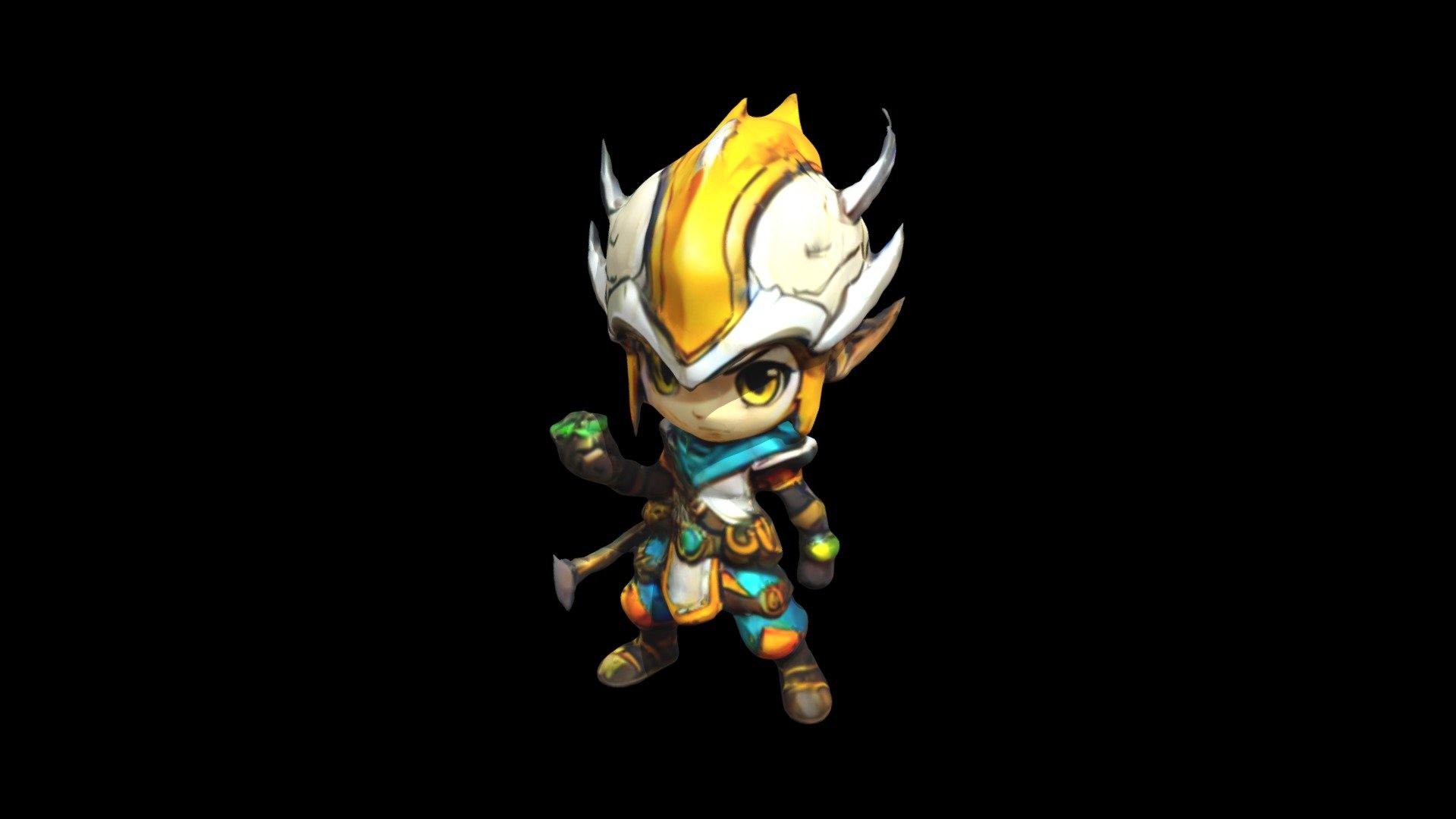 A stylized character from a video game, with gre - Download Free 3D ...
