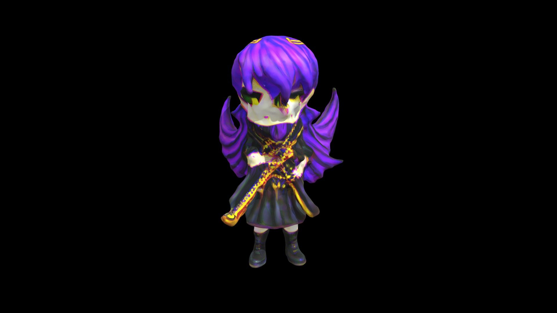 isometric chibi fallen angel, holding a small ly - Download Free 3D ...