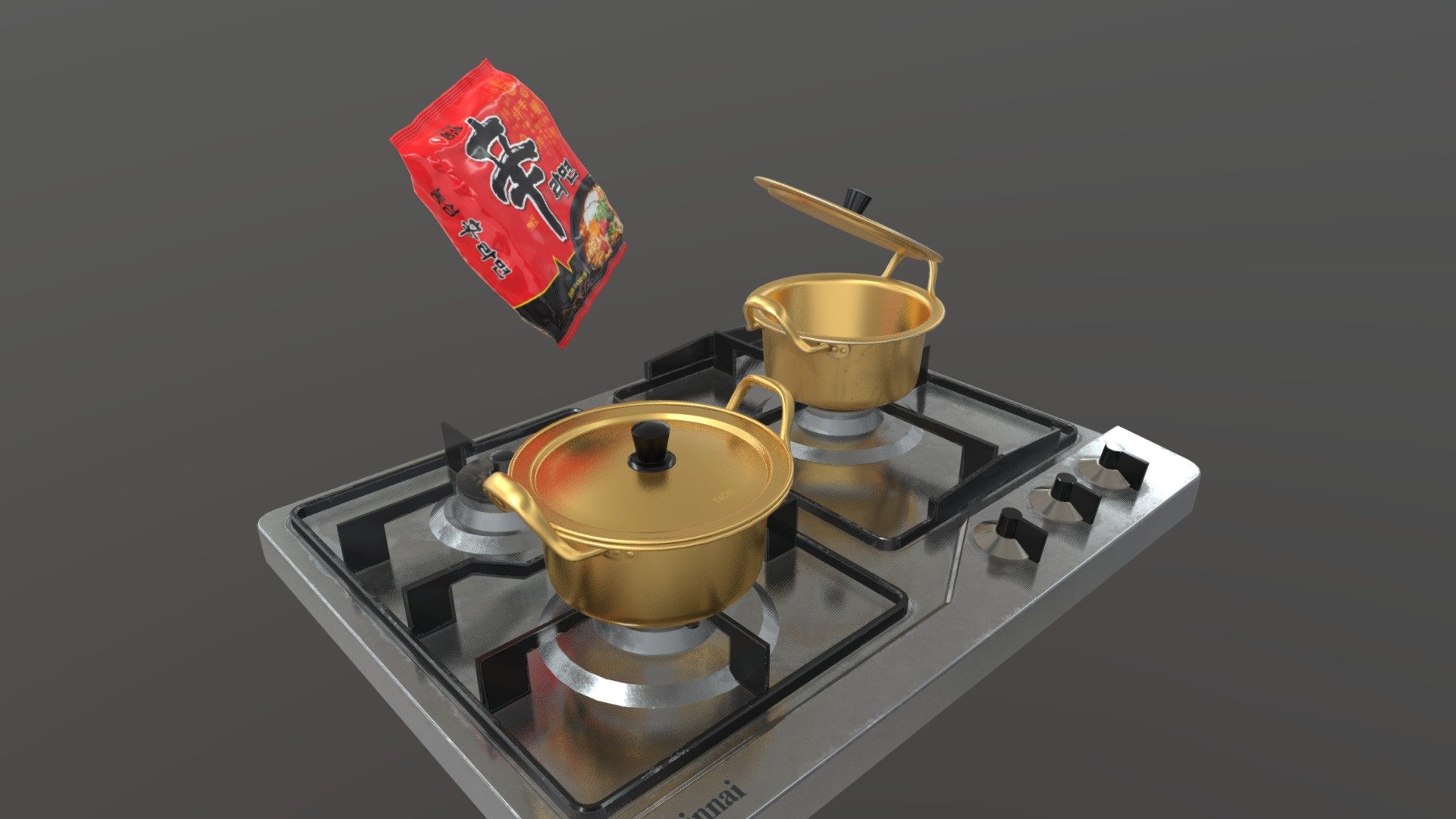 korean ramyun pot with shin-ramyun - Buy Royalty Free 3D model by ...
