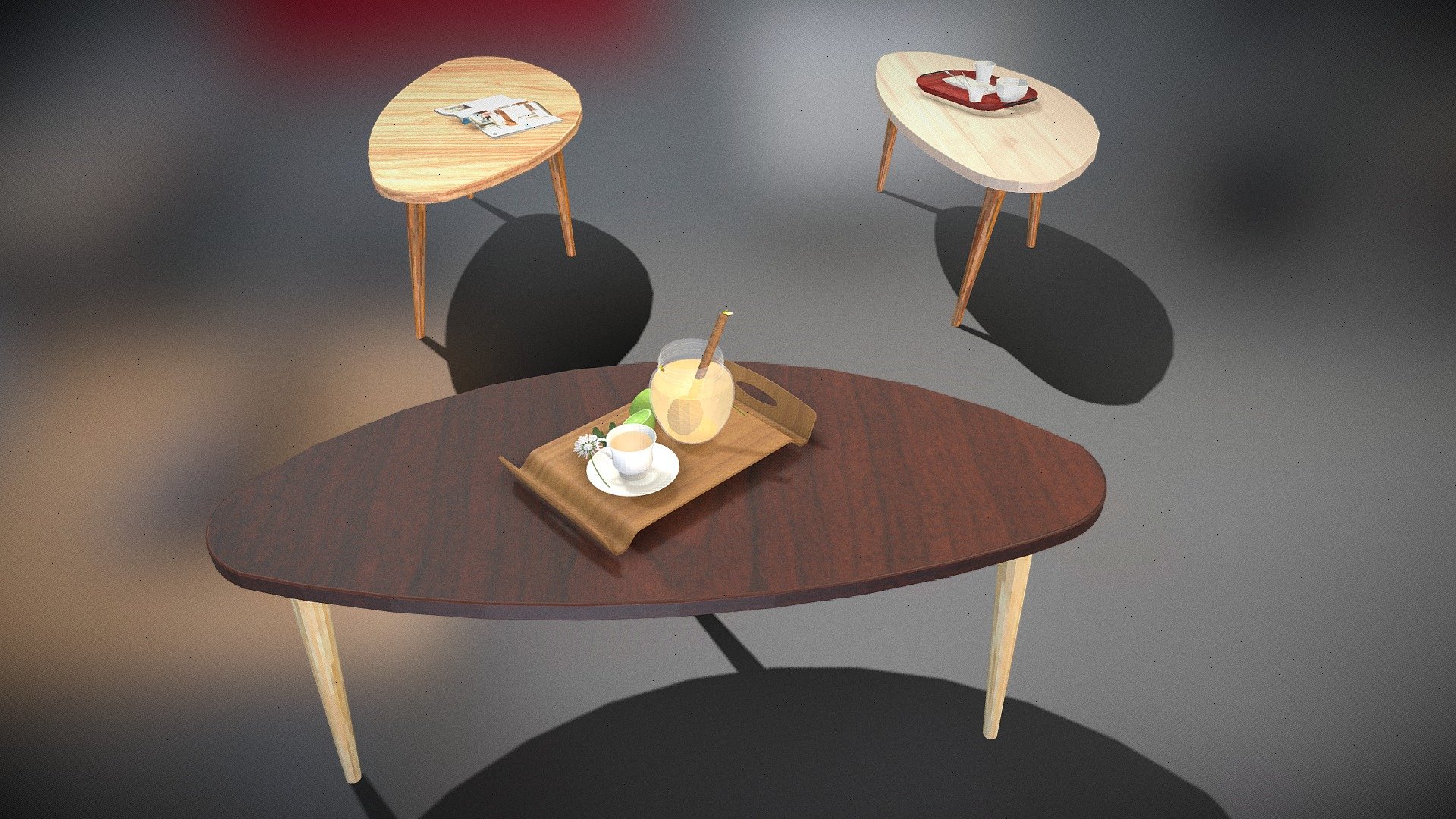 #table Small elliptical round table - 小椭圆桌 - Download Free 3D model by ...