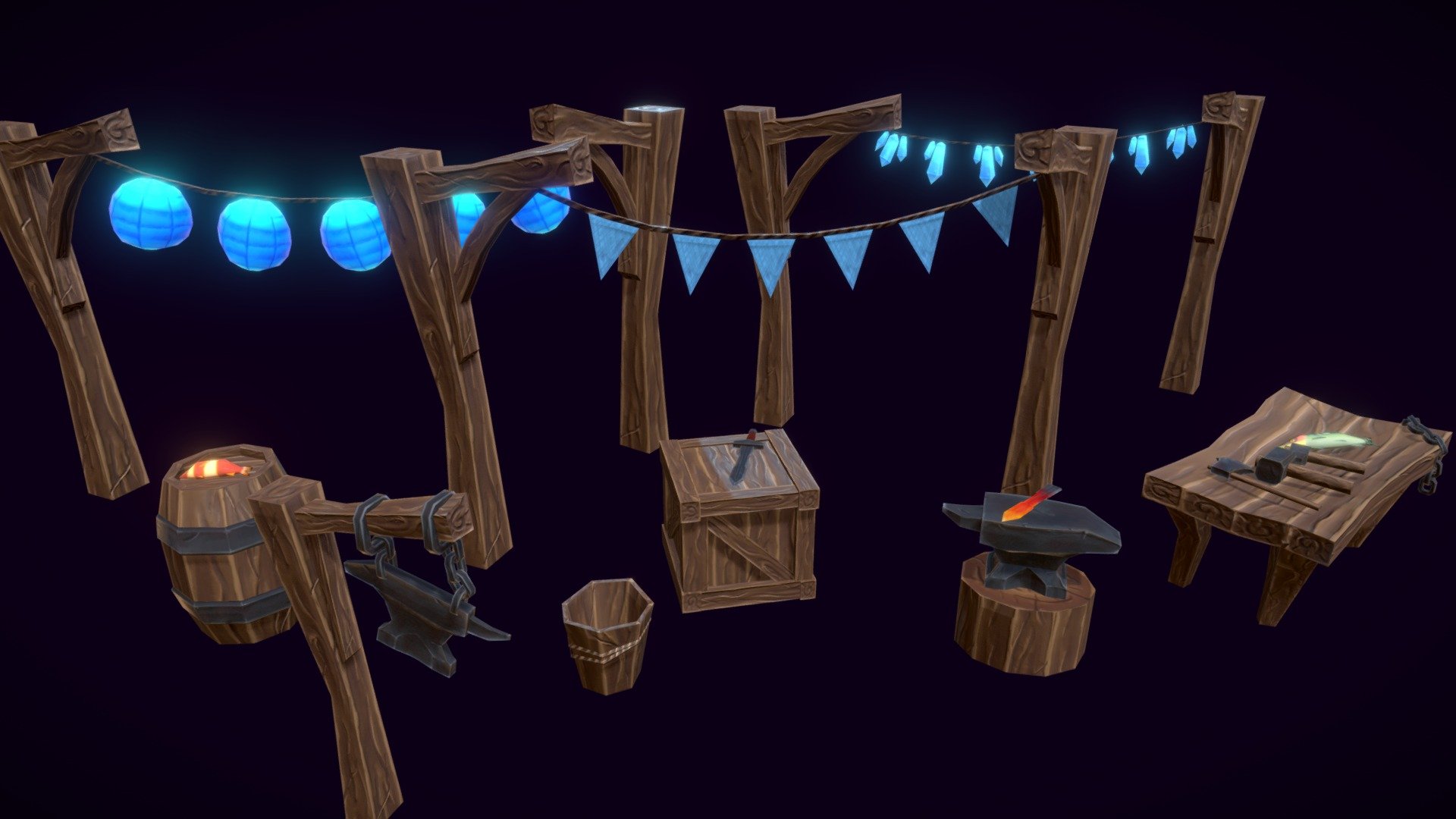 Village and Blacksmith Props - 3D model by Freyja [c3eb6d5] - Sketchfab