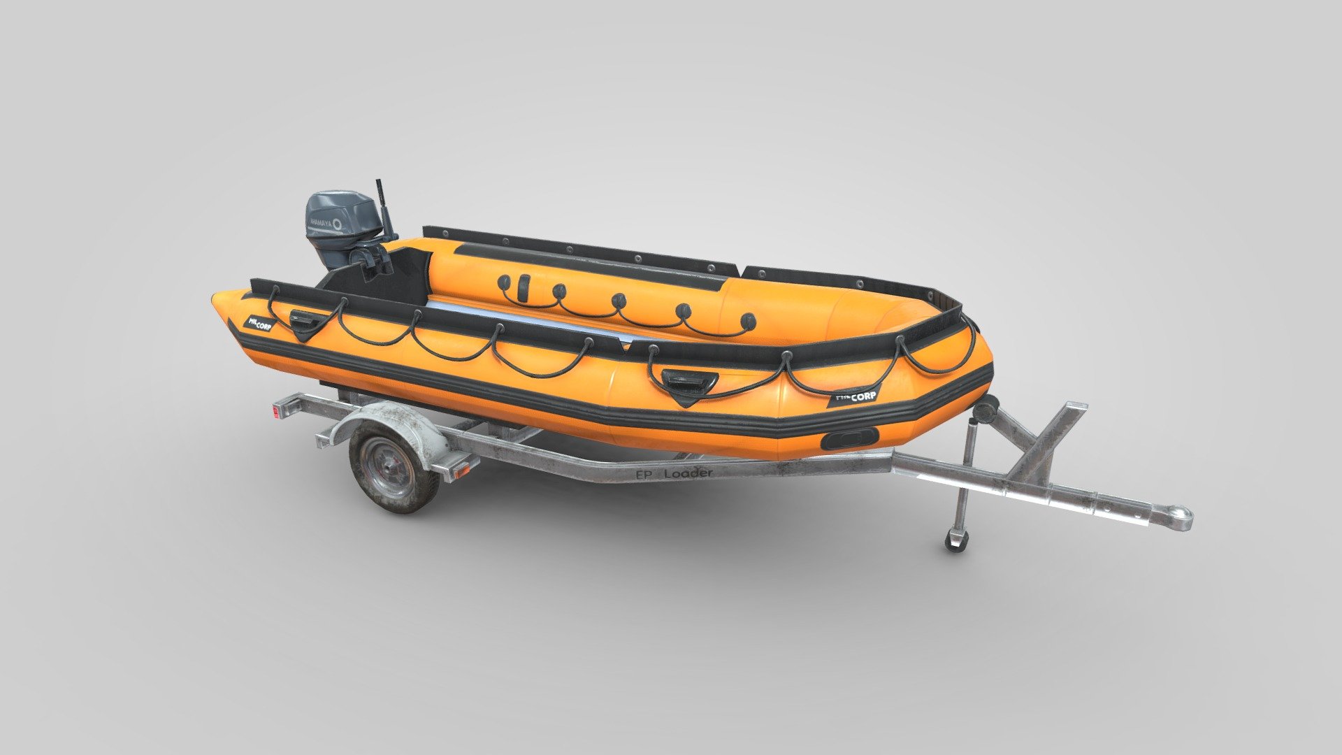 Lifeguard Rescue Boat With Trailer - Buy Royalty Free 3D model by ...