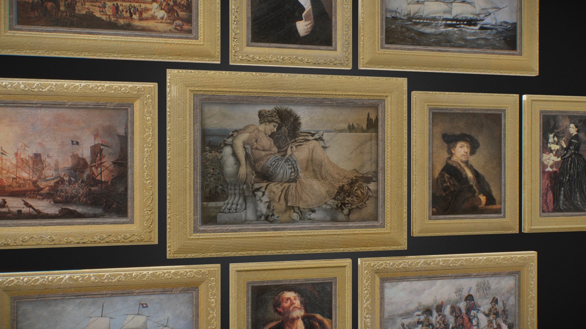 Antique Framed Paintings Collection - Buy Royalty Free 3D model by ...