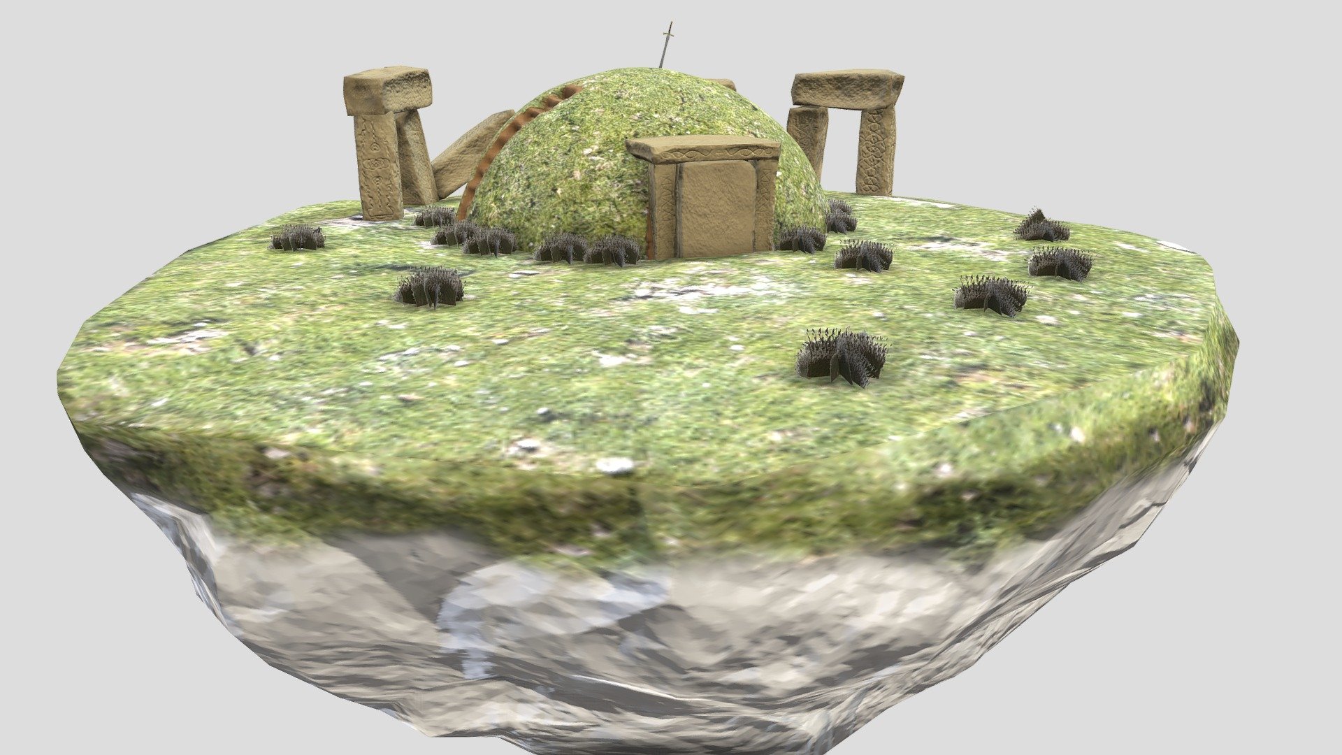 Floating Irish Barrow Diorama - 3D model by Mornathel [c40383b] - Sketchfab