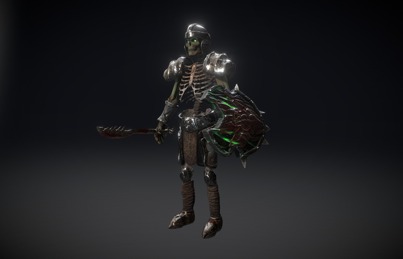 A.S.H.: Skeleton with Blade & Shield - 3D model by Hroft [c40973f ...