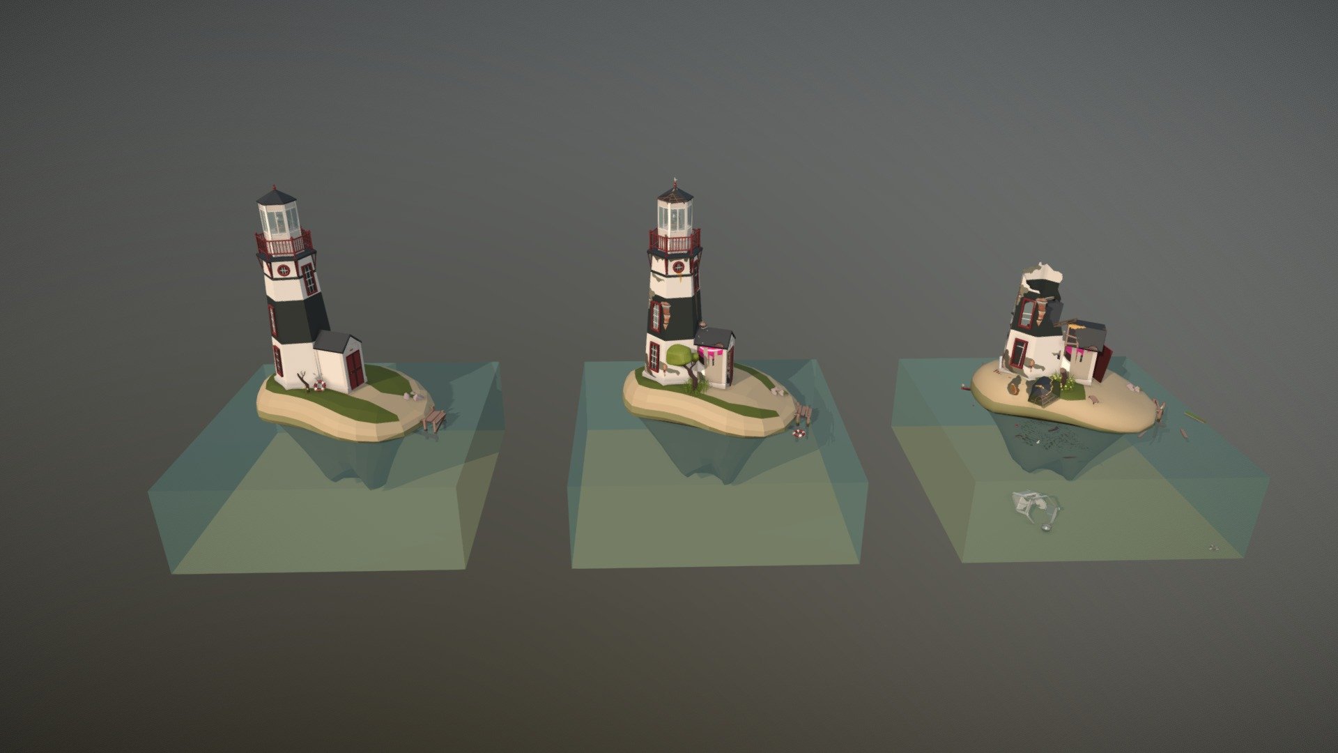 Stages of destruction of the lighthouse - Download Free 3D model by ...